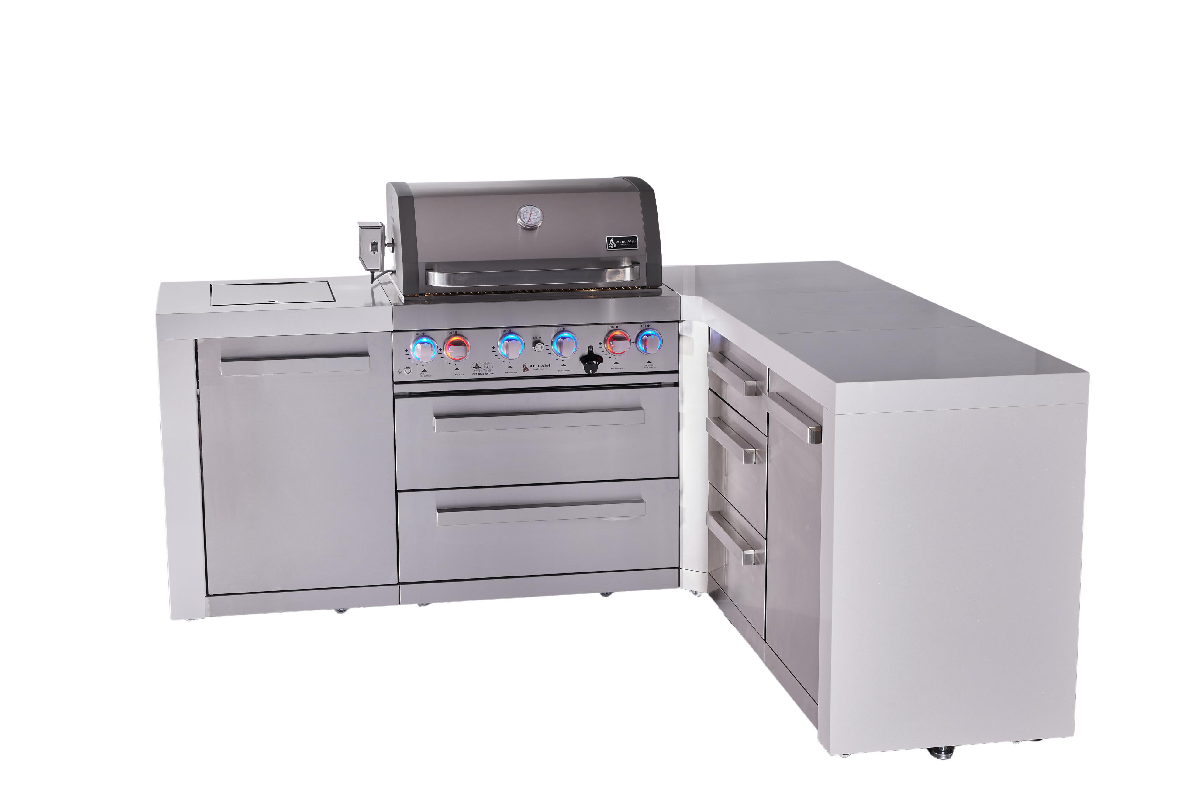 Mont Alpi Premium 4-burner 82"x75" L-shaped 400 Deluxe Stainless Steel ...