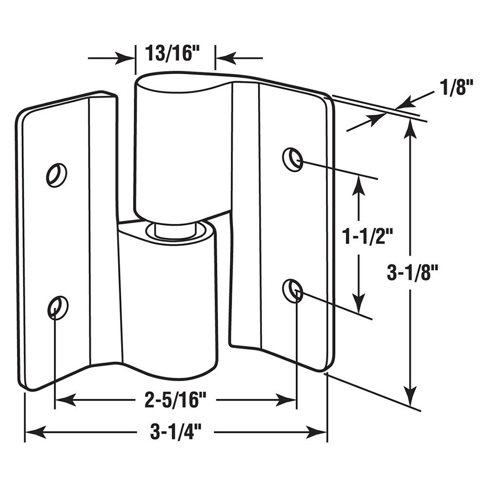 Prime-Line Surface Mounted Hinge Set With All Metal Inserts, R.H. IN/L ...