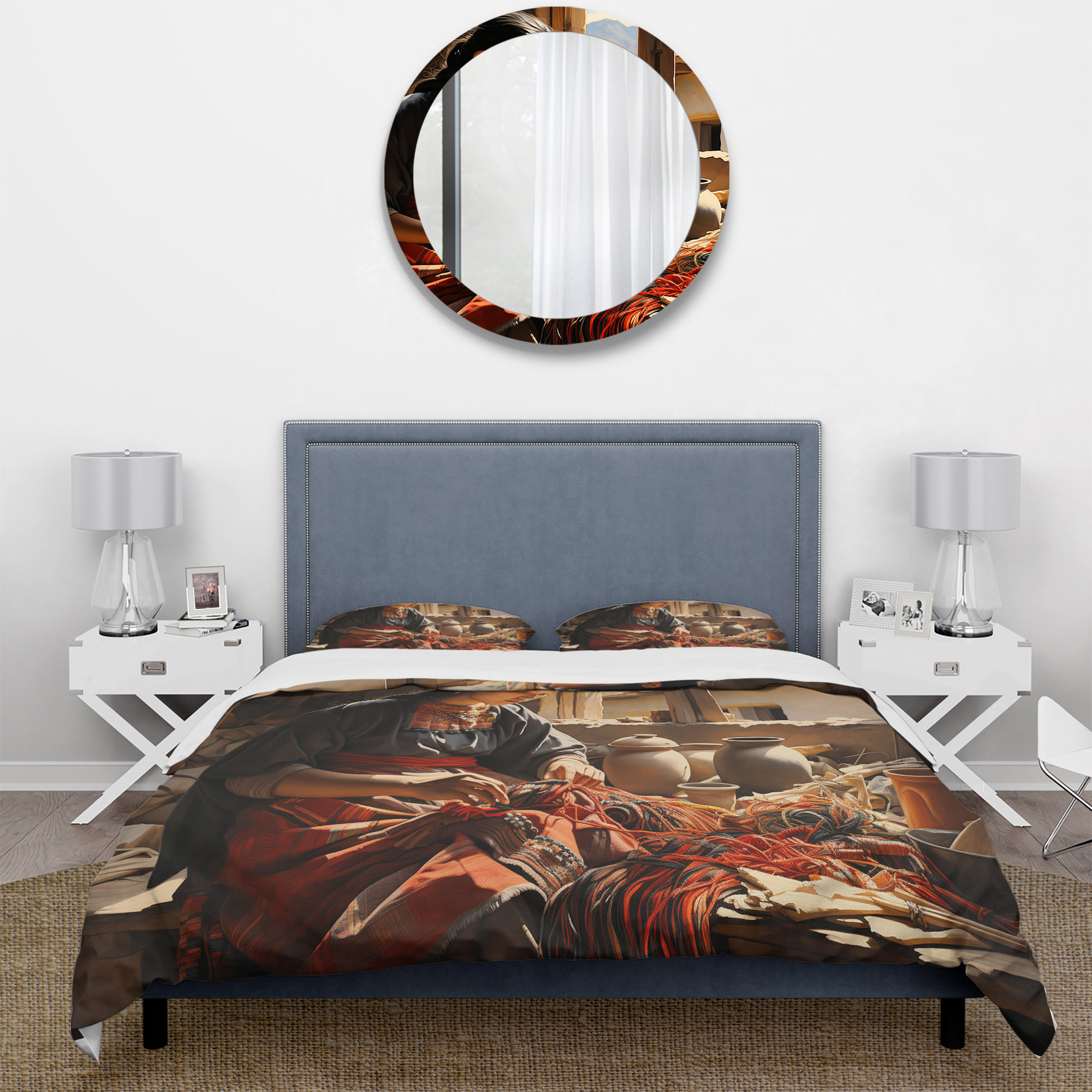 Design Art Coral Beige Mexico Art The Weaver - People Duvet Cover Set ...