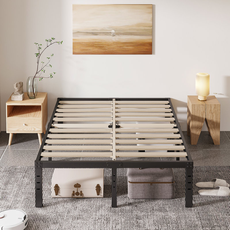 Alwyn Home Marple 16 Inch Metal Platform Bed Frame with Wood Slat ...