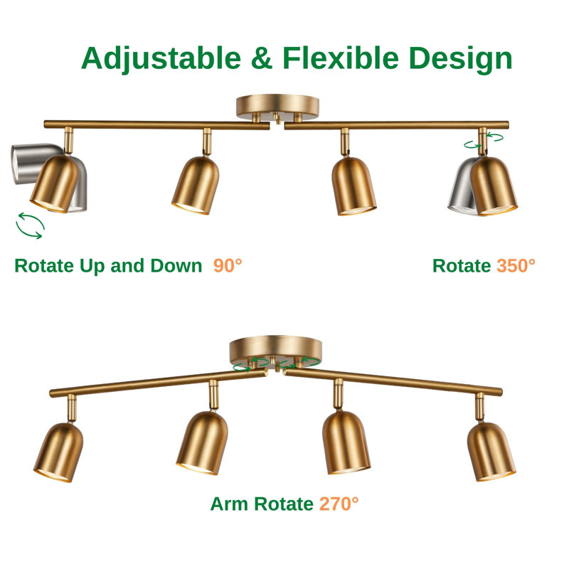 BLASIVE 4 Light Track Lighting Kit Matt Brass Finish Flexibly Ajustable ...