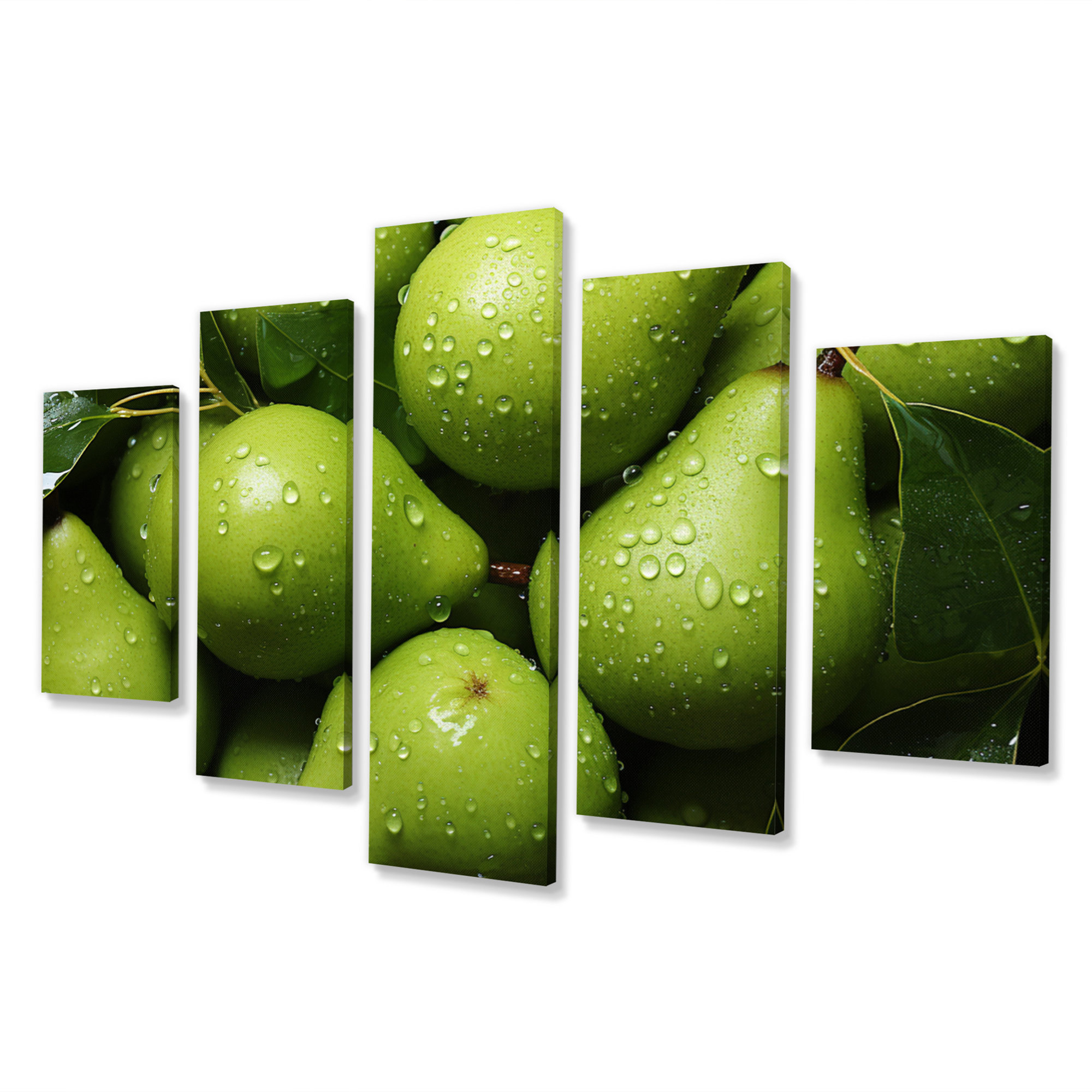 Ebern Designs Fruit Pear Green Pointillism II On Canvas 5 Pieces Print ...