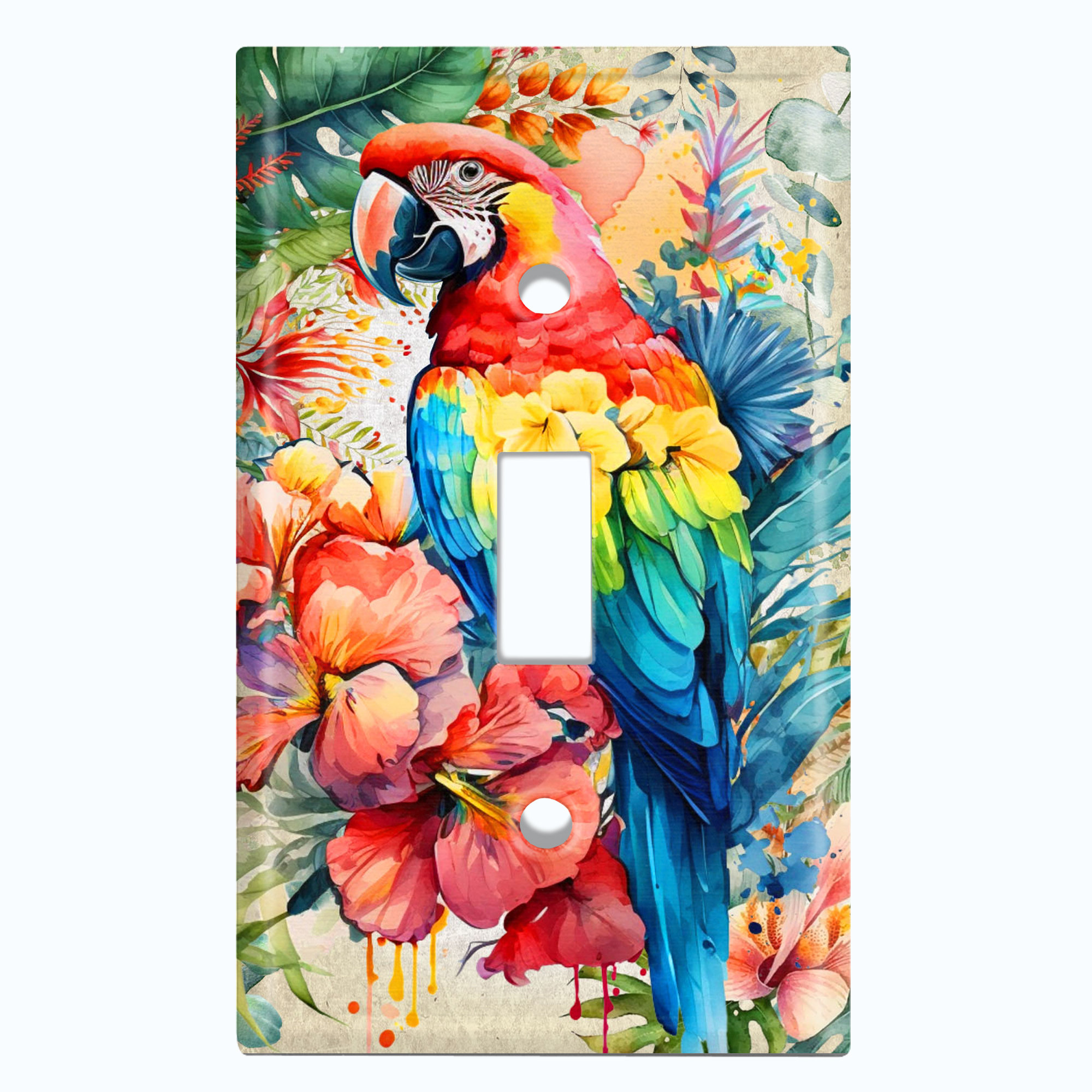 WorldAcc Parrot Bird Flowers 1-Gang Toggle Light Switch Wall Plate ...
