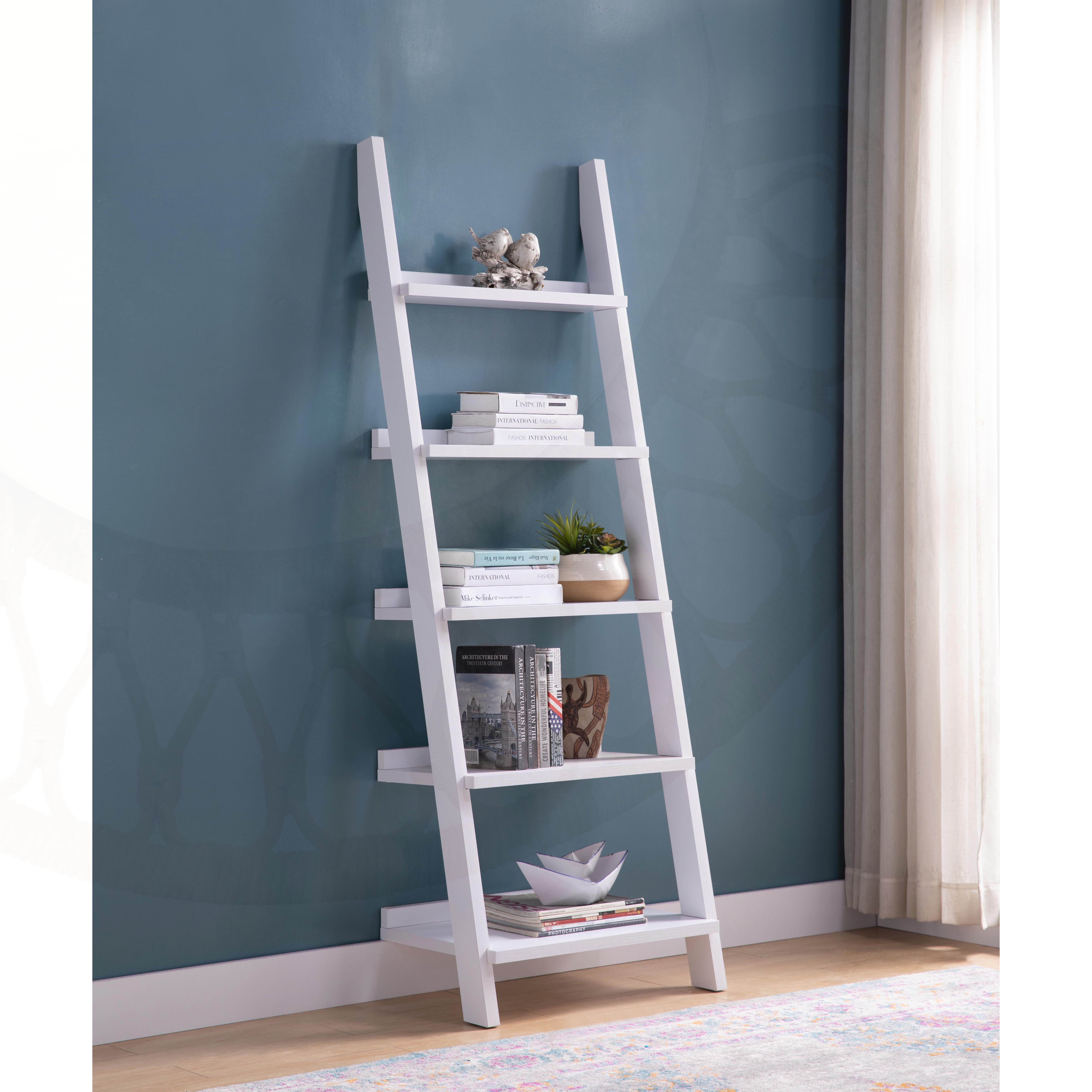 Ebern Designs Bookcase Ladder with Five Multi-Depth Shelves and Back ...