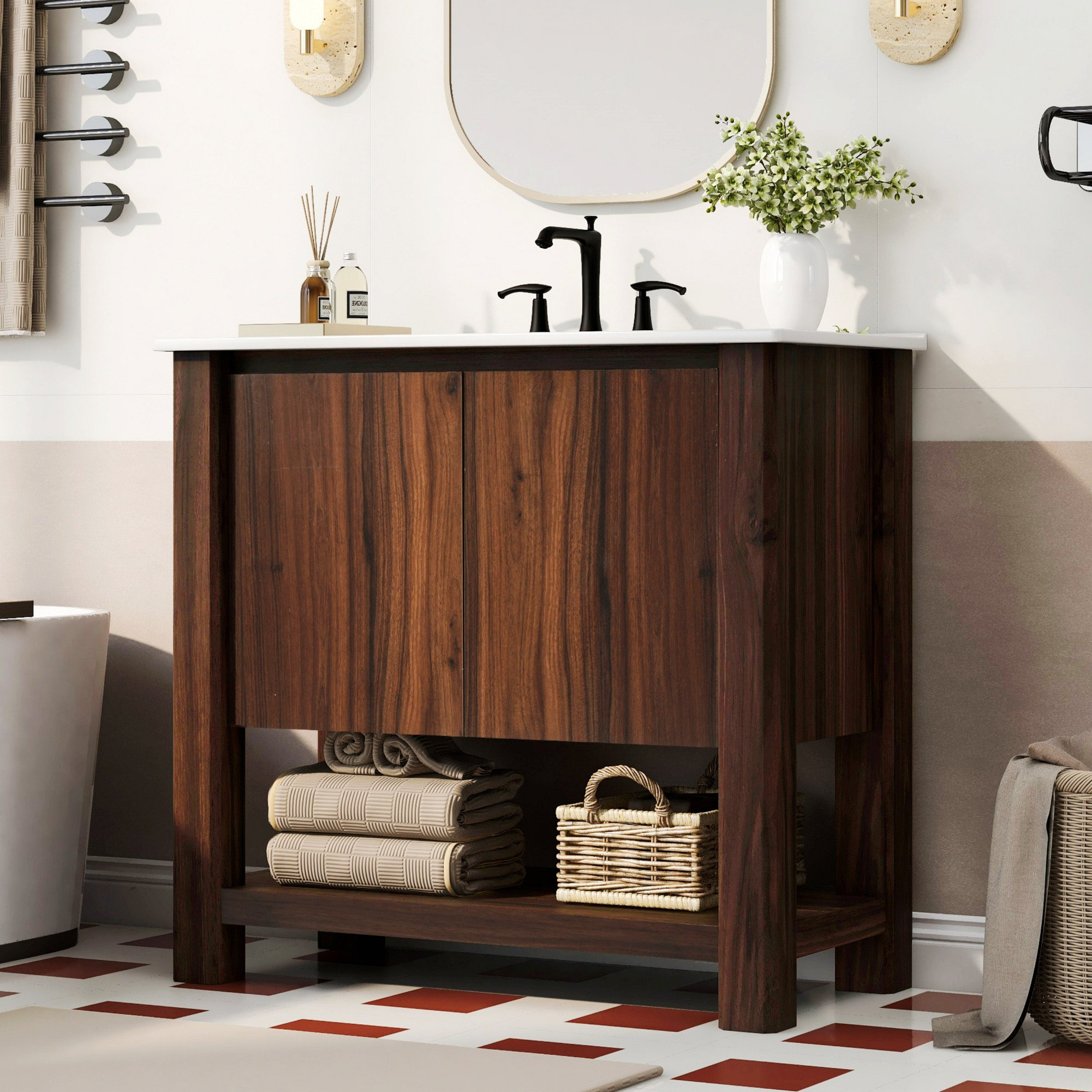 Rosecliff Heights Bathroom Vanity With Rectangle Ceramic Sink, Bathroom ...