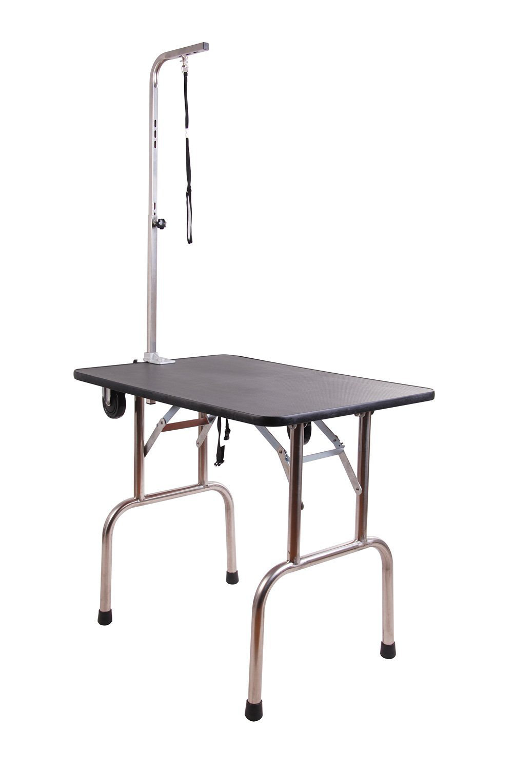 Pawhut Portable Folding Pet Dog Cat Grooming Table with Wheels Pulling ...