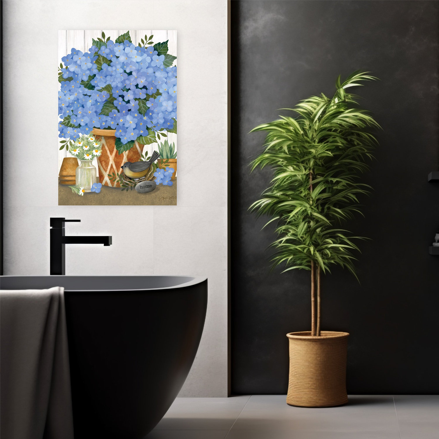 Ophelia & Co. Heavenly Hydrangeas Contemporary Bird Hydrangea Spring ...