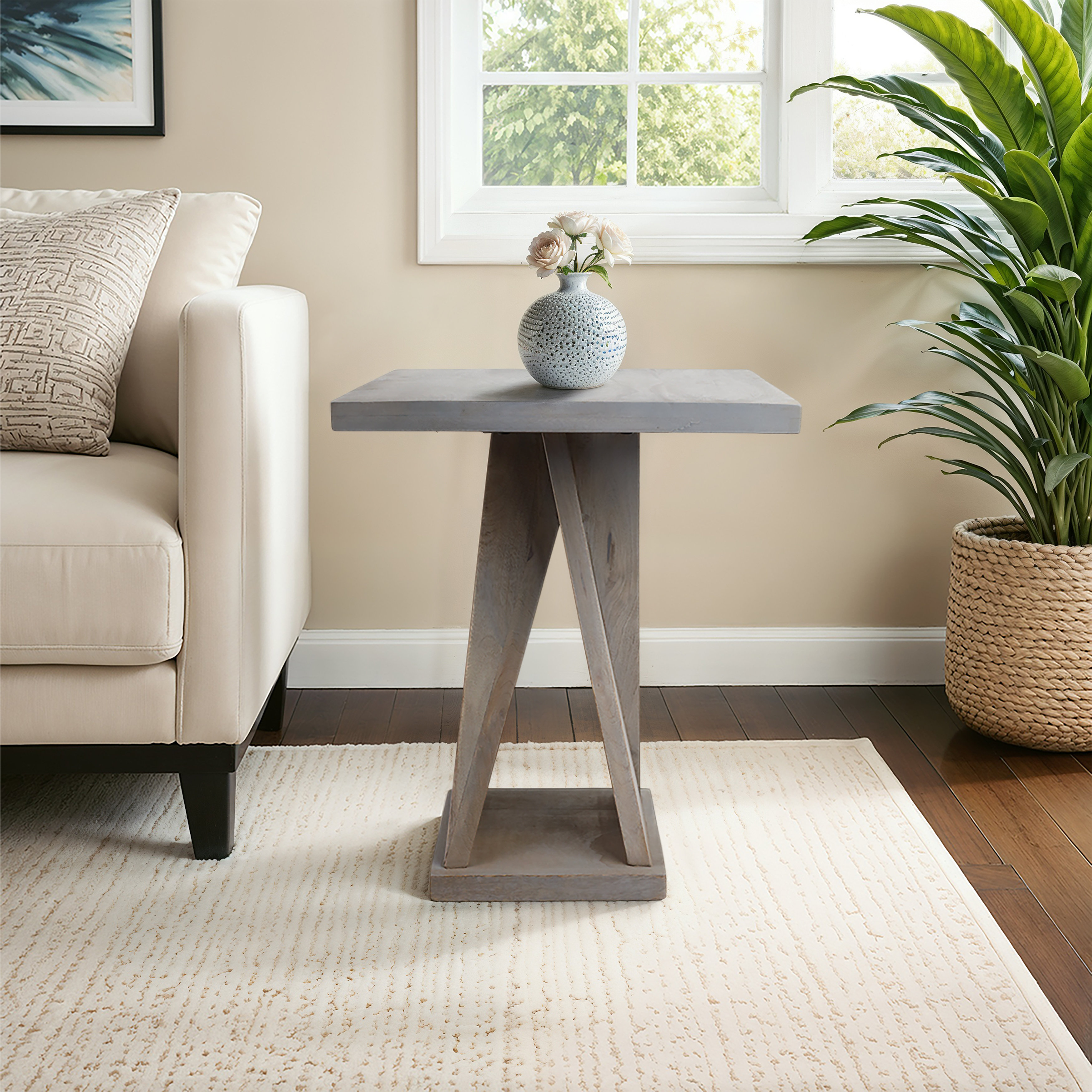 Hokku Designs Modern Artisan Accent Table, Distinctive Concrete Variant ...