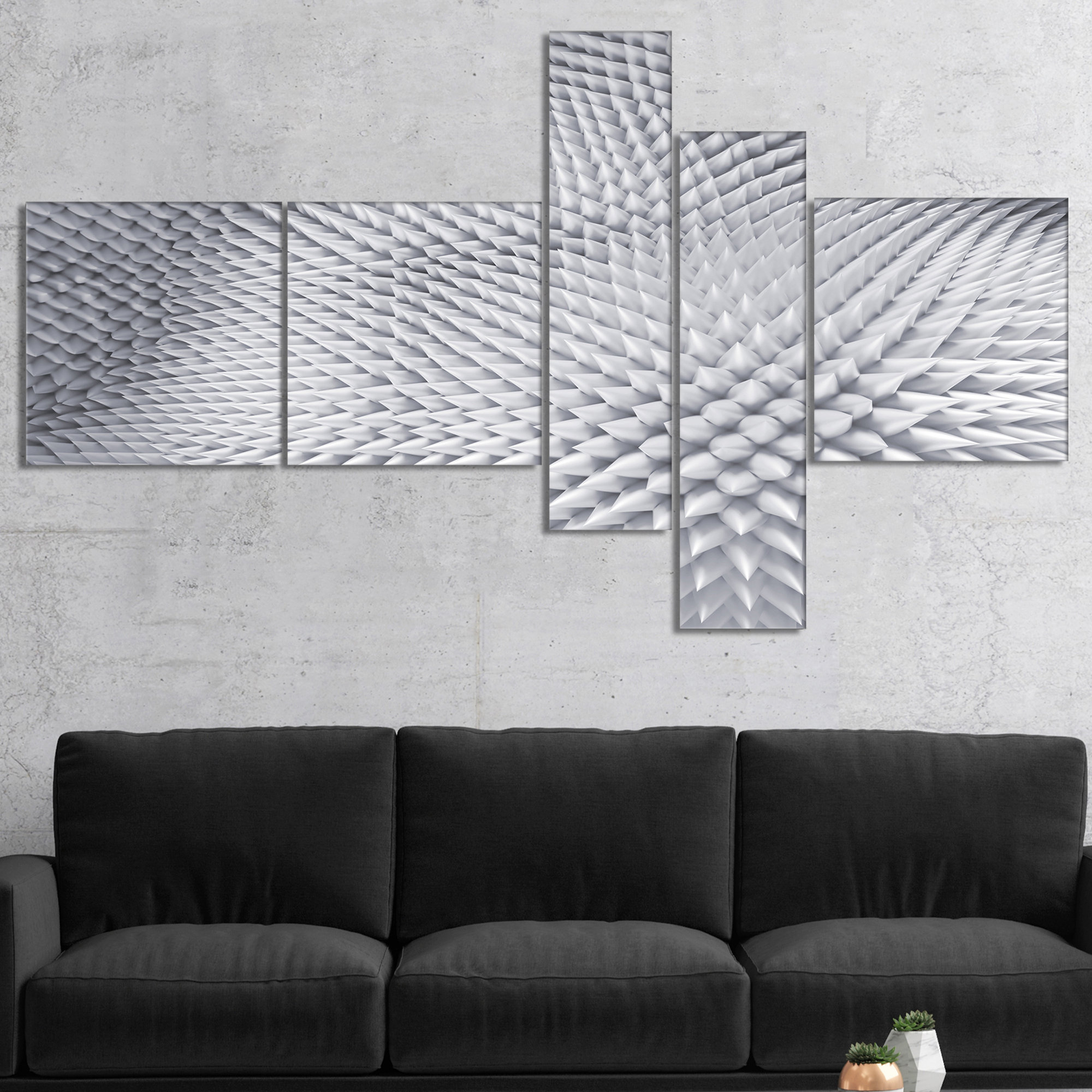 East Urban Home 'Small 3D White Prickly Design' Graphic Art Print Multi ...