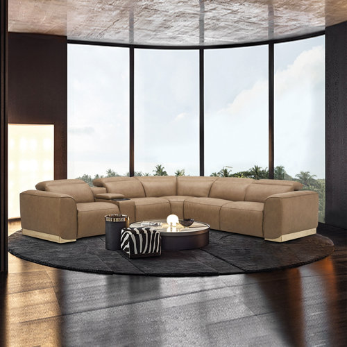 JTL MODERN Ensetee 6 - Piece Leather Power Reclining Sectional | Wayfair