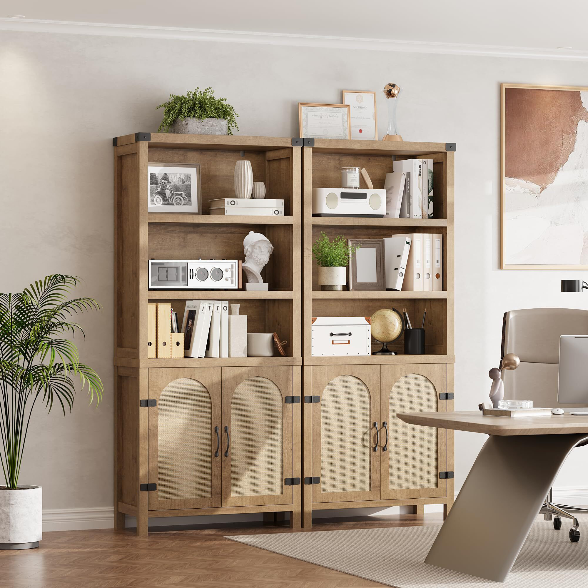 Bayou Breeze Rustic Bookshelves And Bookcases With Doors, Wooden 3 ...