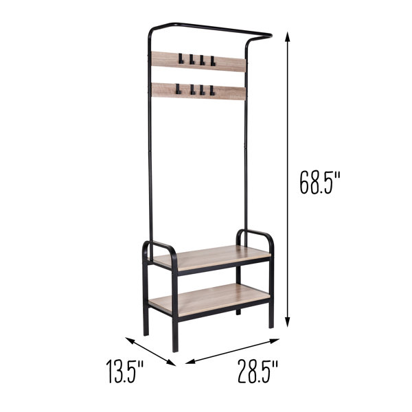 Gracie Oaks Chauncey Hall Tree 28.5'' Wide with Bench and Shoe Storage ...