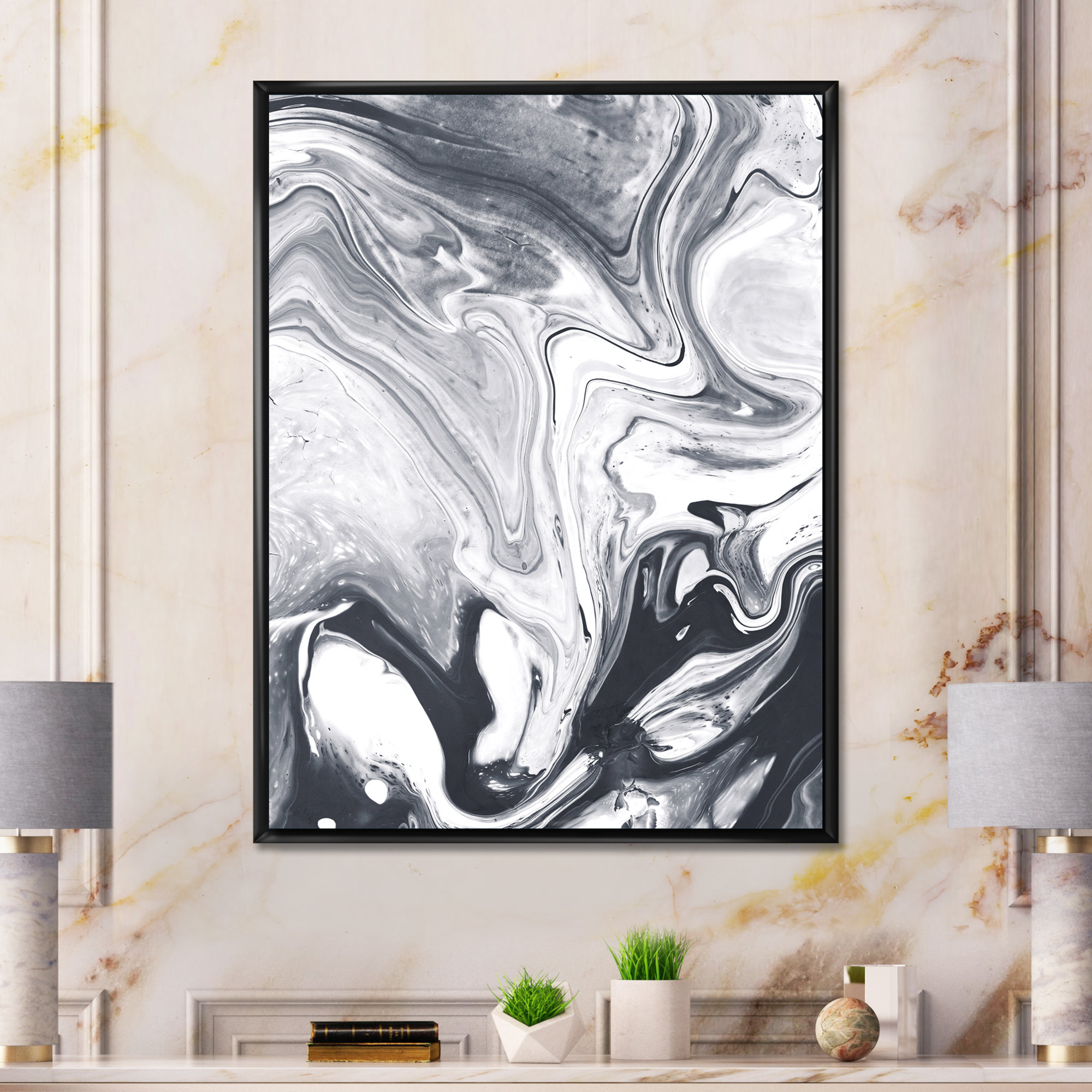 East Urban Home Black And White Liquid Art " Black And White Liquid Art ...