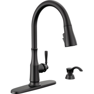 Delta Capertee Pull Down Sprayer Kitchen Sink Faucet with Matching Soap ...