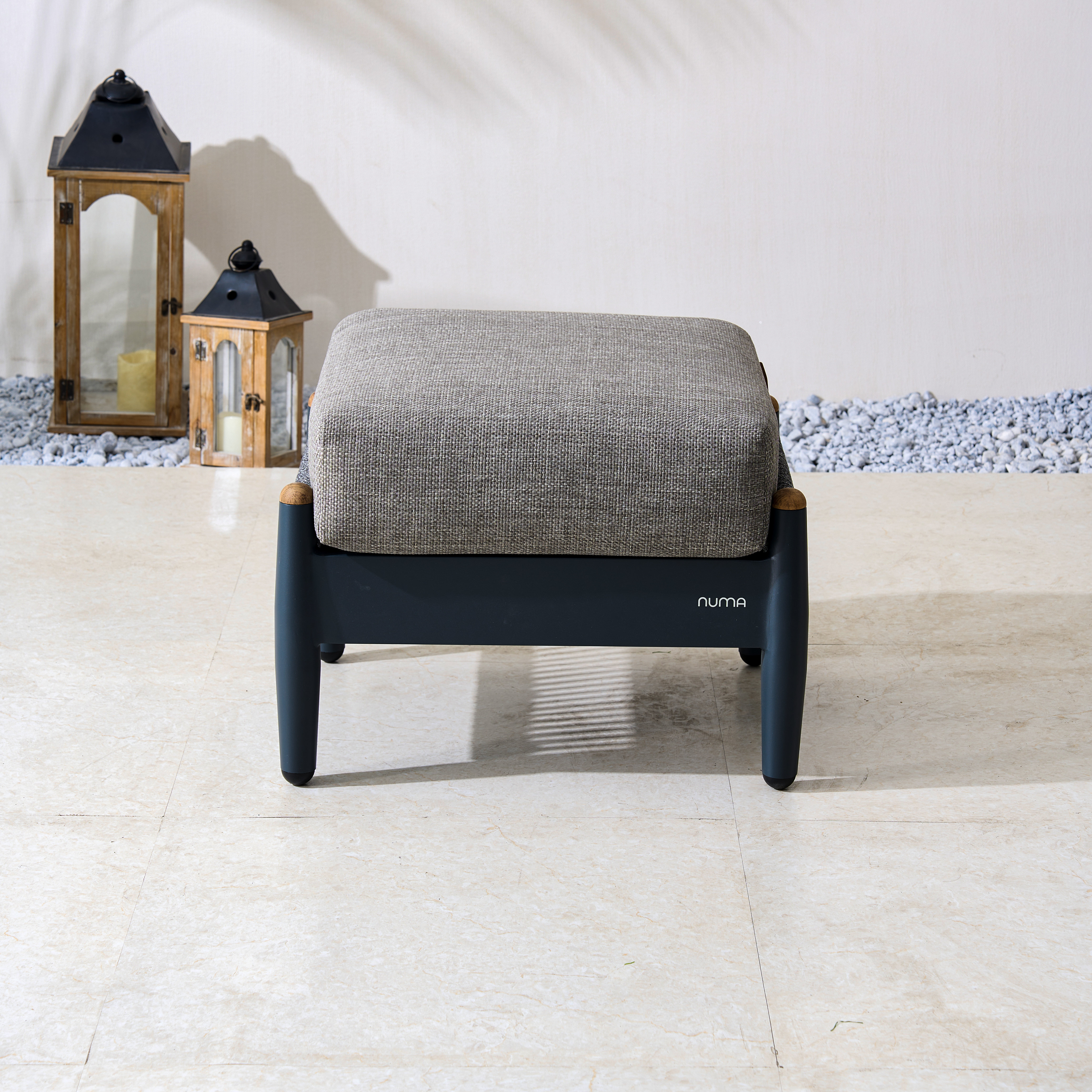 Hokku Designs Small Aluminum Outdoor Footstool With Soft Cushion ...