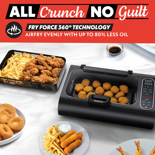 Gourmia 6Qt Smokeless Indoor Grill & Air Fryer FoodStation with Smoke ...