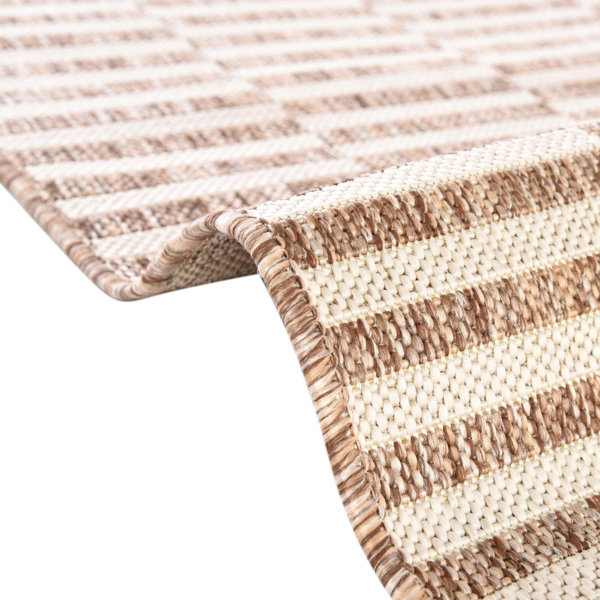 Robinson Striped Indoor / Outdoor Area Rug in Taupe/Ivory & Reviews ...
