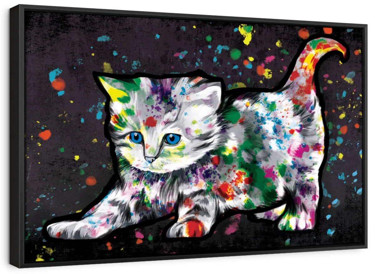 Elephant Stock Animal " Kitten Color Splash Paint Wall Art " | Wayfair
