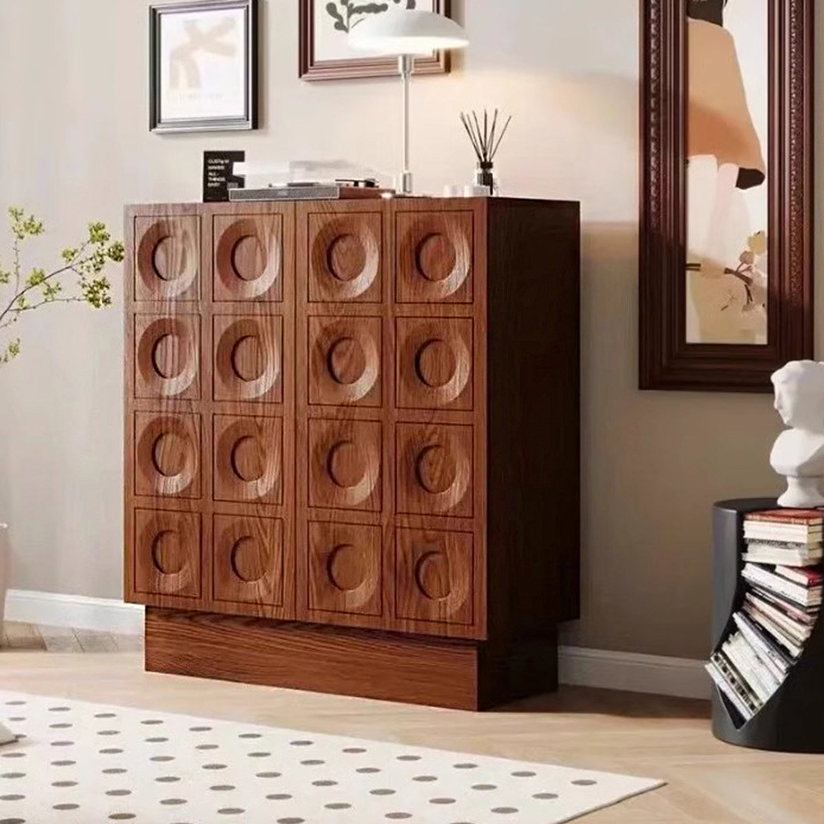 Organix Pattern 39.37" Brown French Mid-Century Ash Accent Cabinet ...