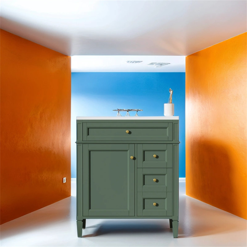 Charlton Home® Delcina 30'' Single Bathroom Vanity with Resin Top | Wayfair