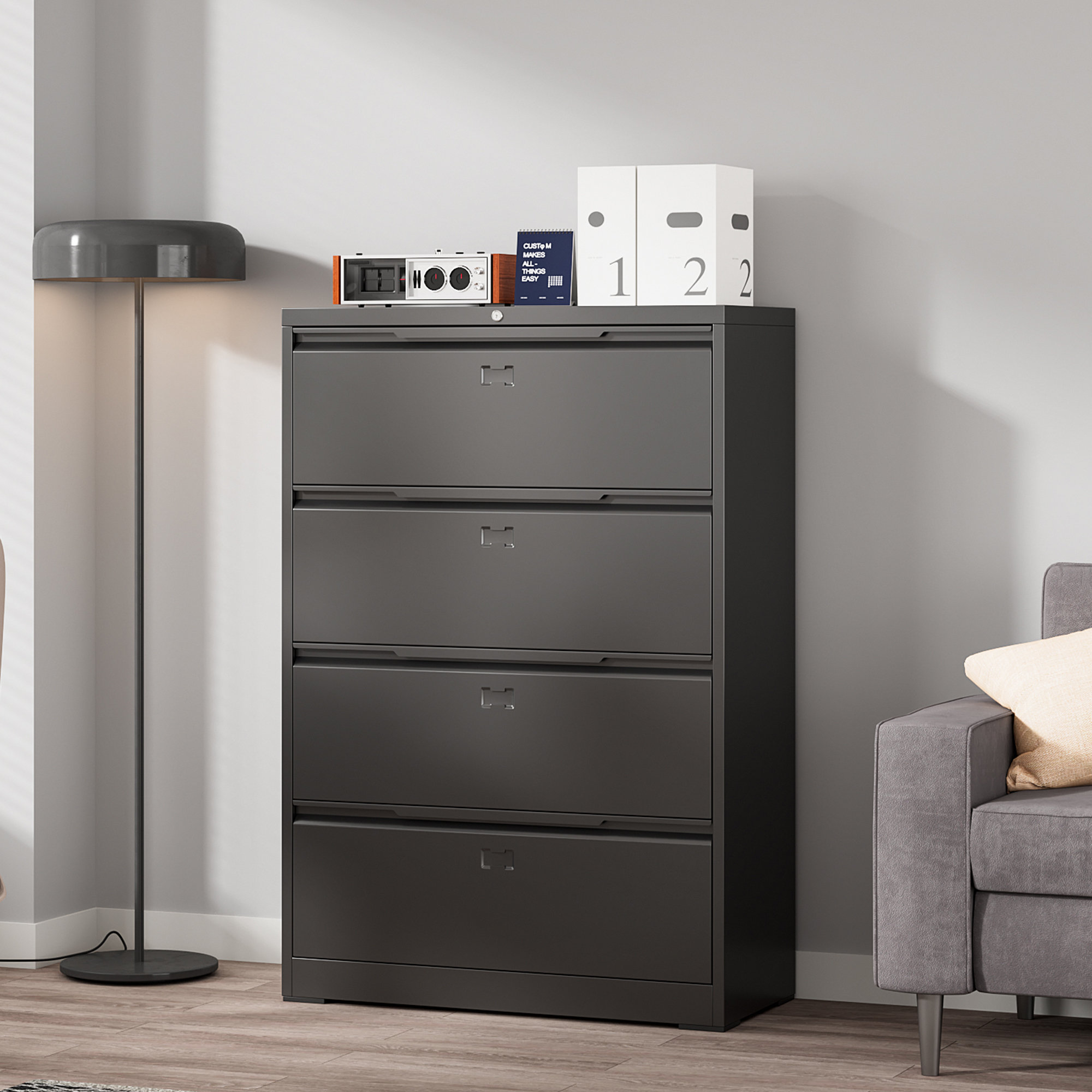 Inbox Zero Cadell 35.4'' Wide 4 -Drawer File Cabinet | Wayfair