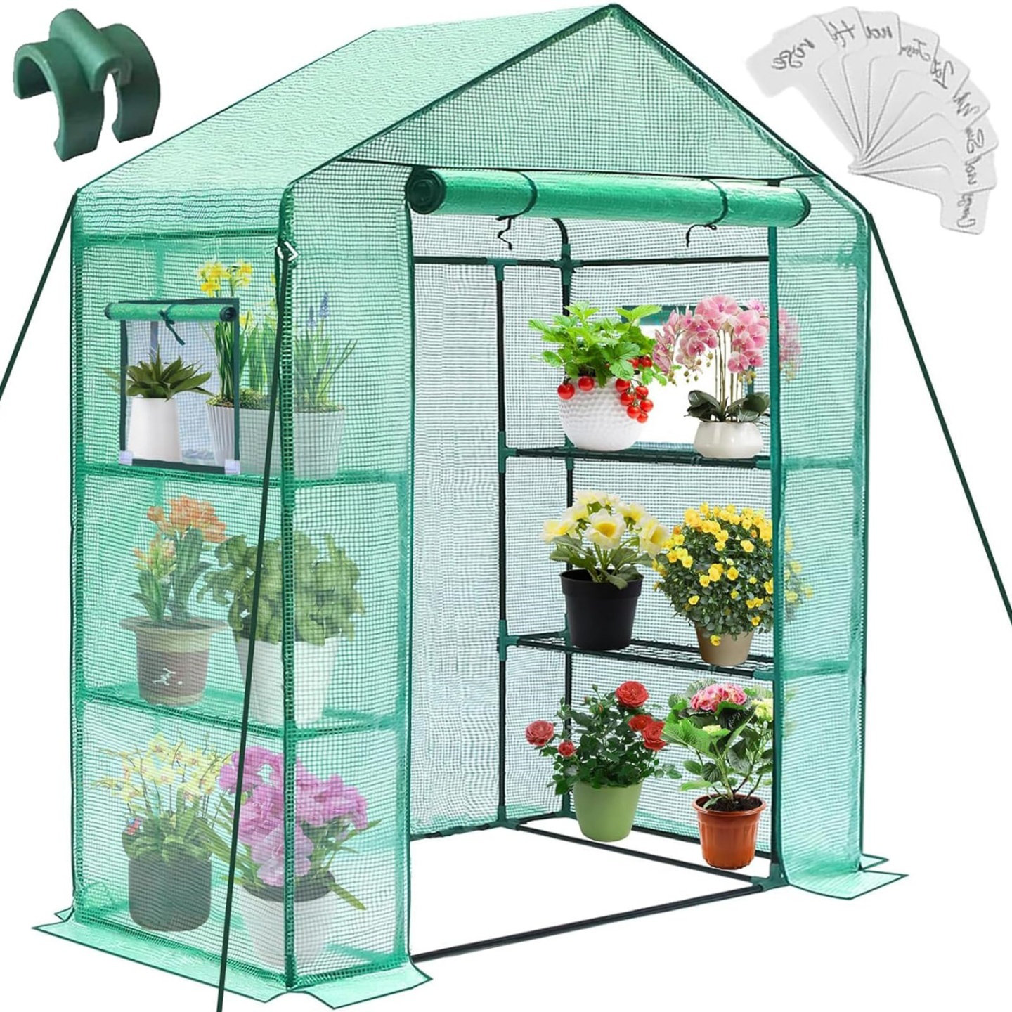 ZENMIT Small Plant Green House with Screen Windows, Durable PE Cover ...