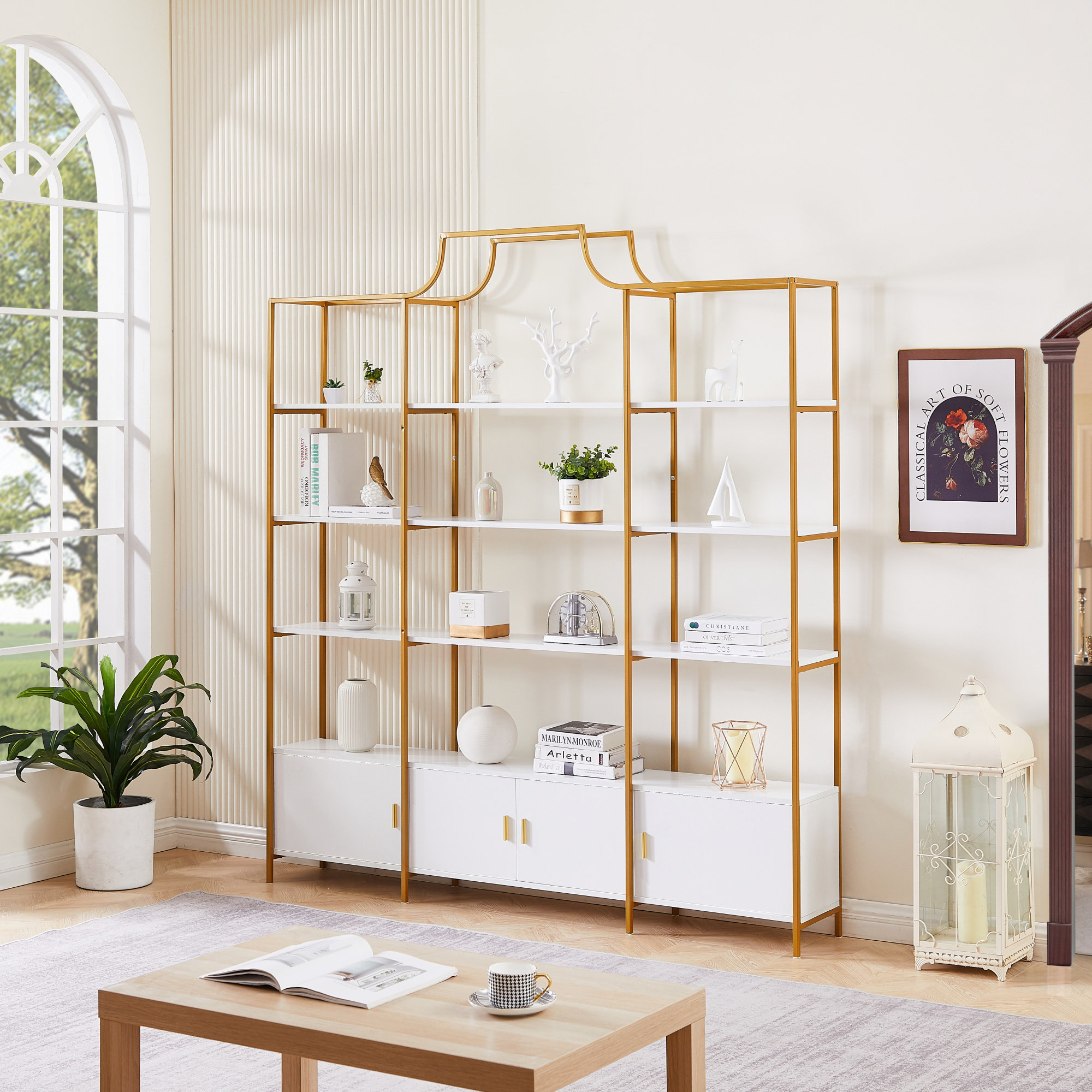 Ivy Bronx 78 Inch 4 Tiers Home Office Bookcase Bookshelf, Storage ...