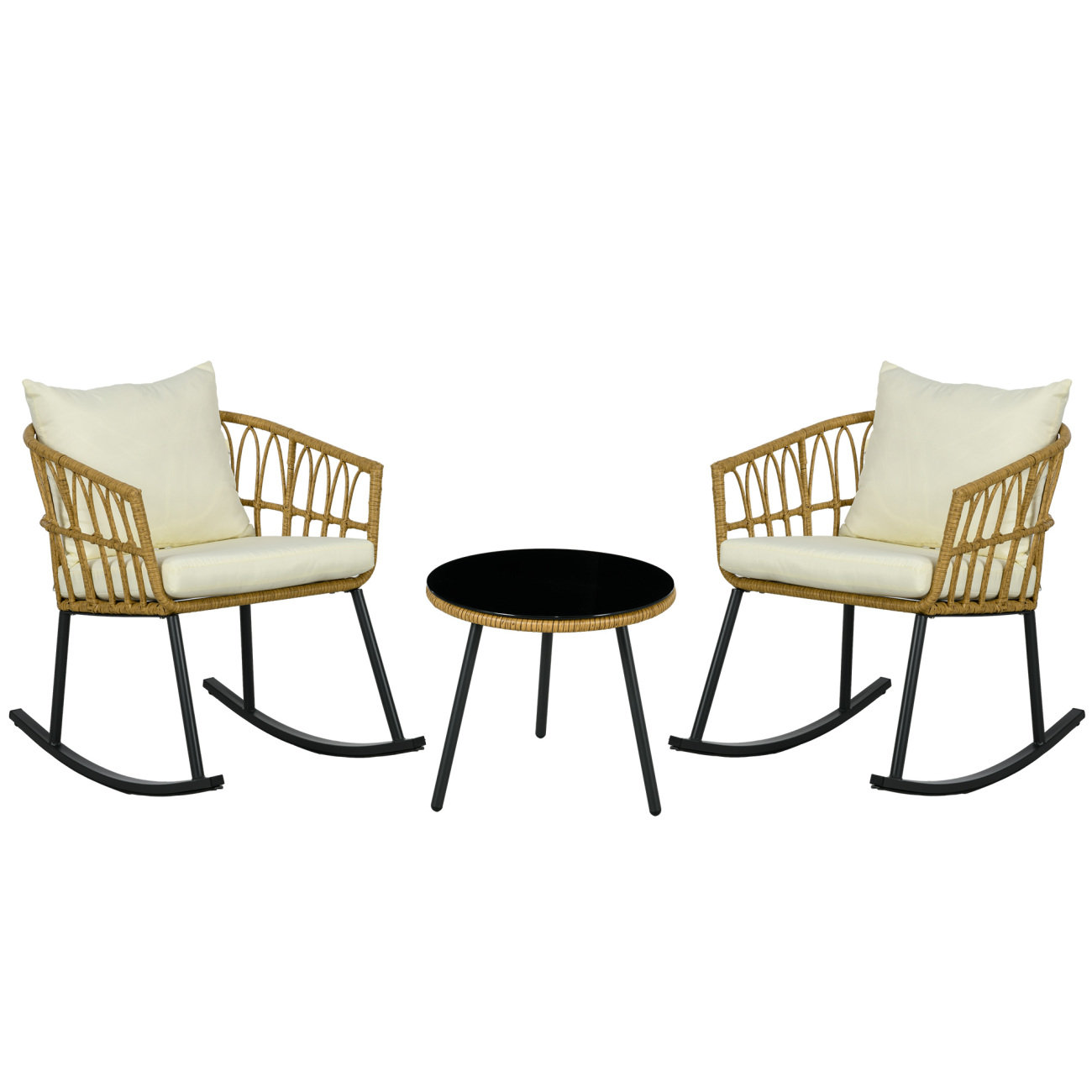 Bay Isle Home™ Outsunny 3 Piece Bistro Set With Cushions, Cream White ...