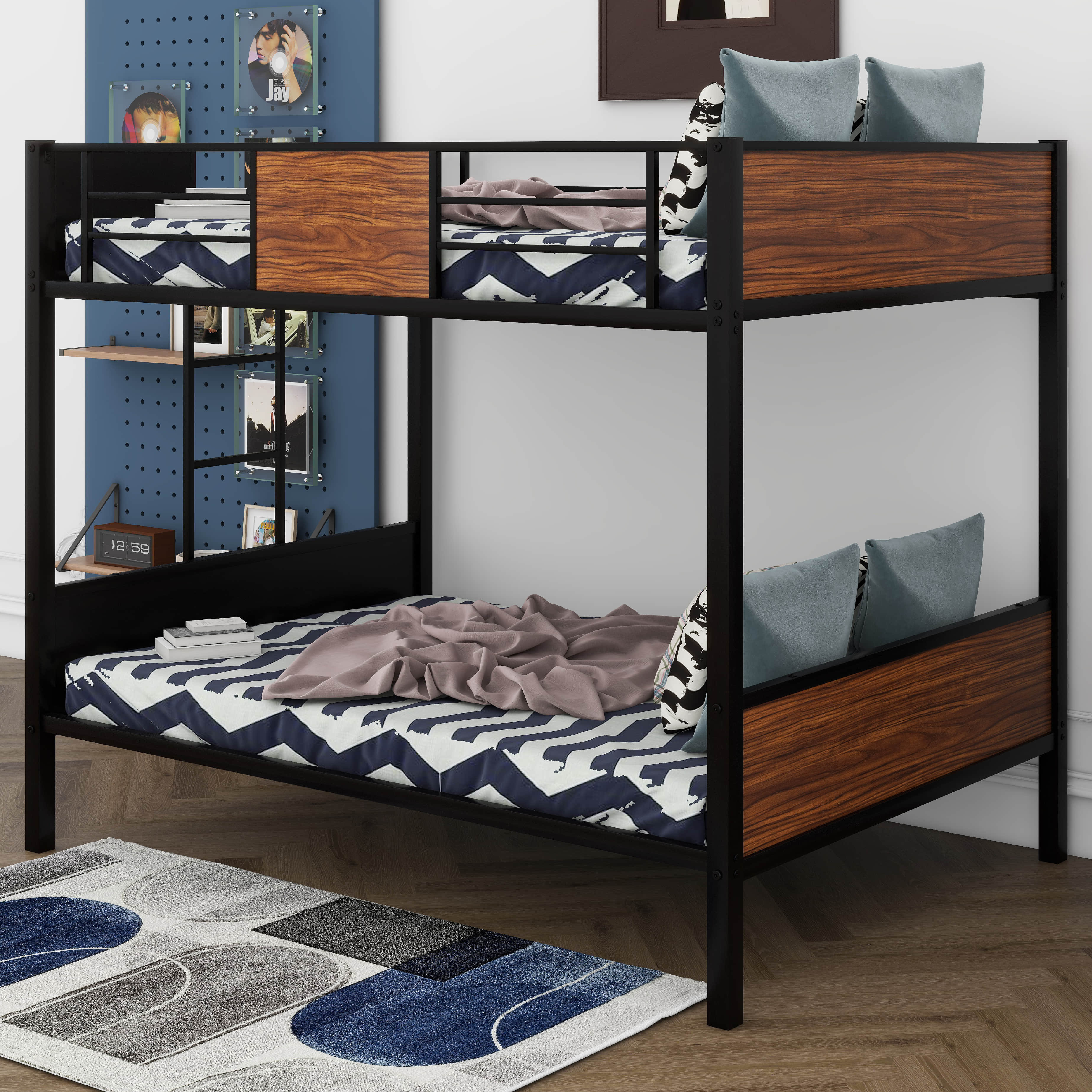 Mason & Marbles Elke bunk bed modern style steel frame bunk bed with ...