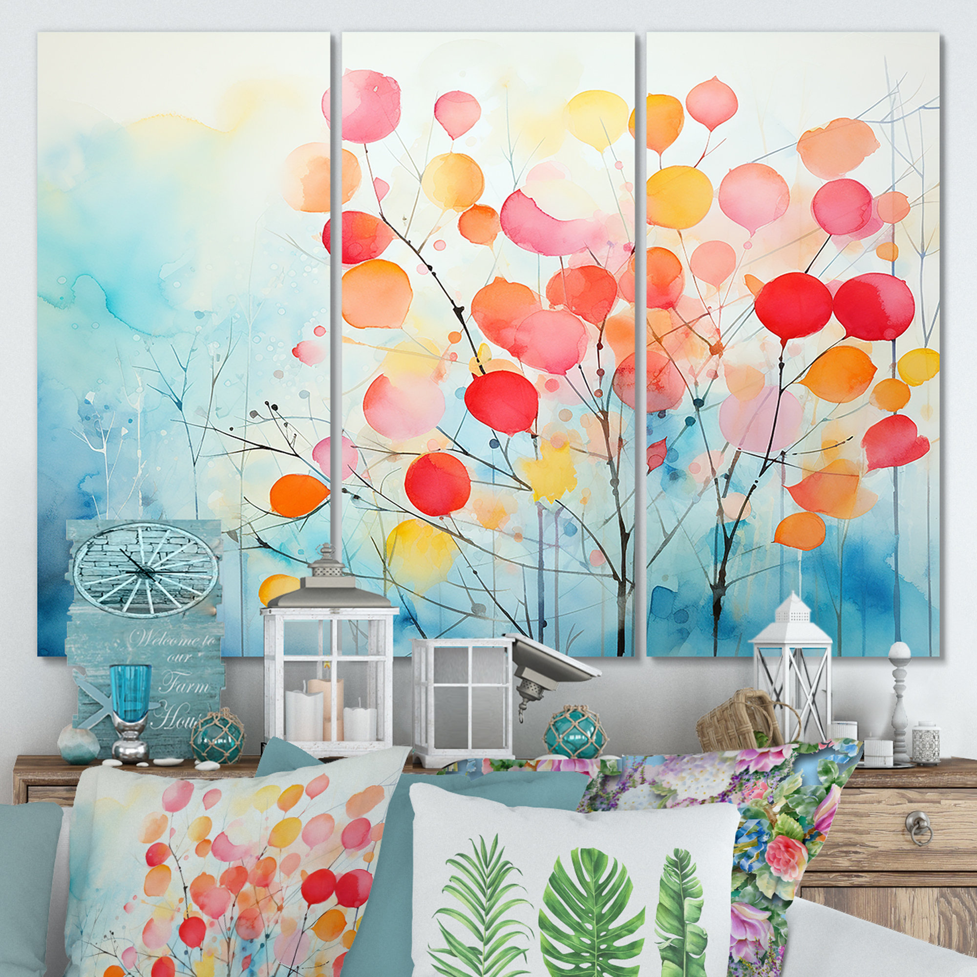 Lark Manor™ Colorful Spring Tree Pink And Blue - Tree Wall Art | Wayfair