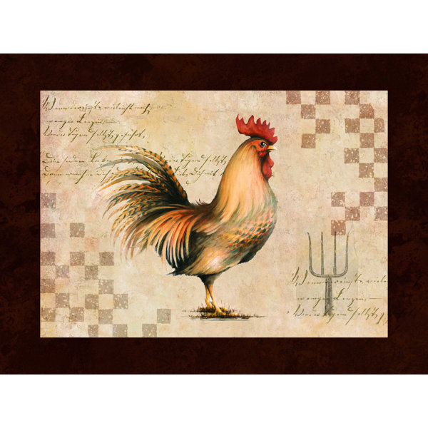 August Grove® " Farm Rooster " Print on Canvas | Wayfair