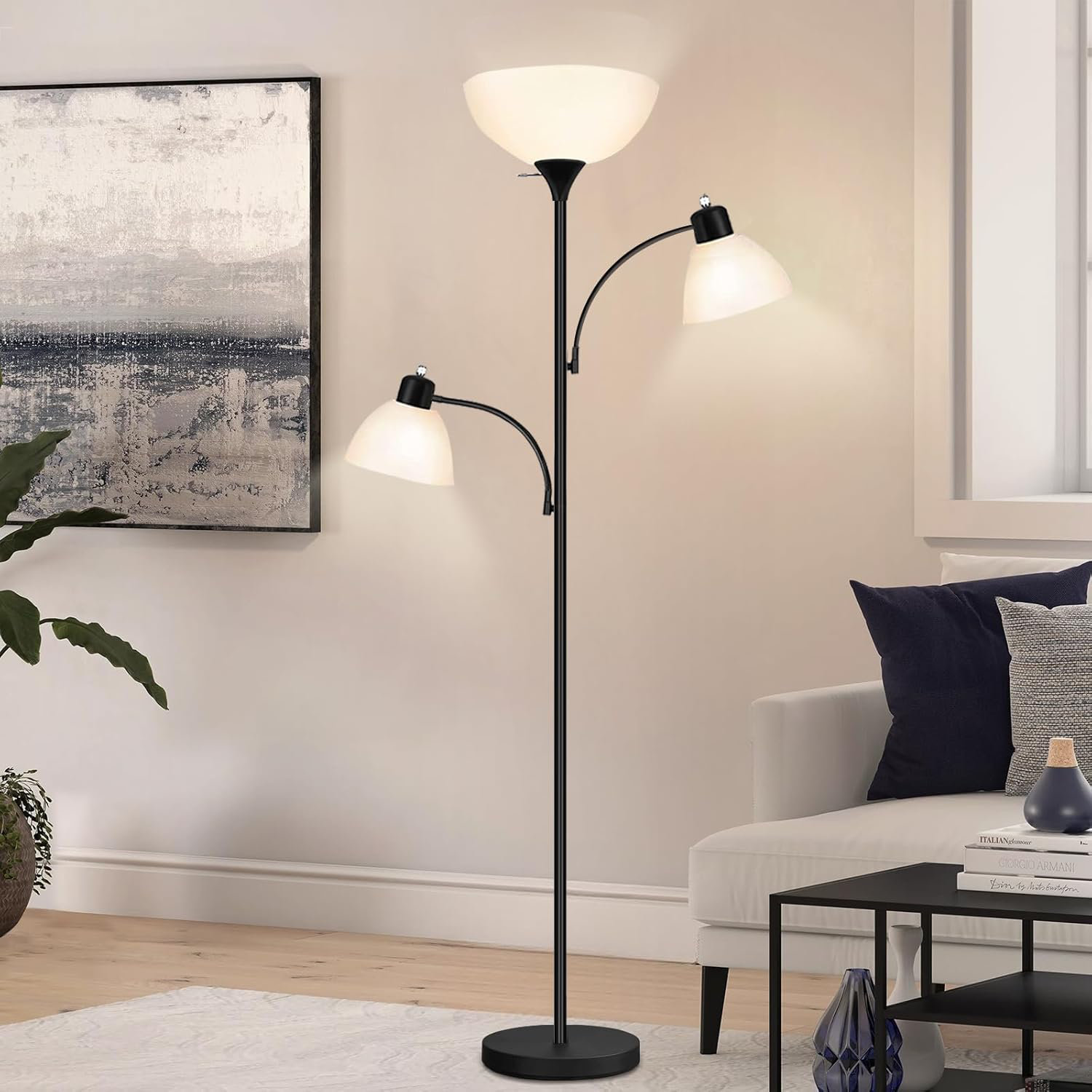 Lark Manor™ 72" Tall Torchiere Floor Lamp with 8W Adjustable Reading ...