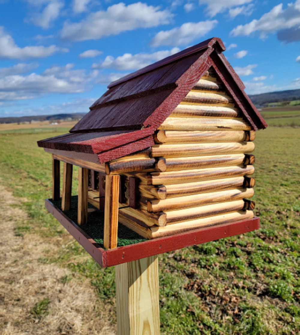 Millwood Pines Log Cabin Birdhouse, Cedar Roof, 3 Nesting Compartments ...