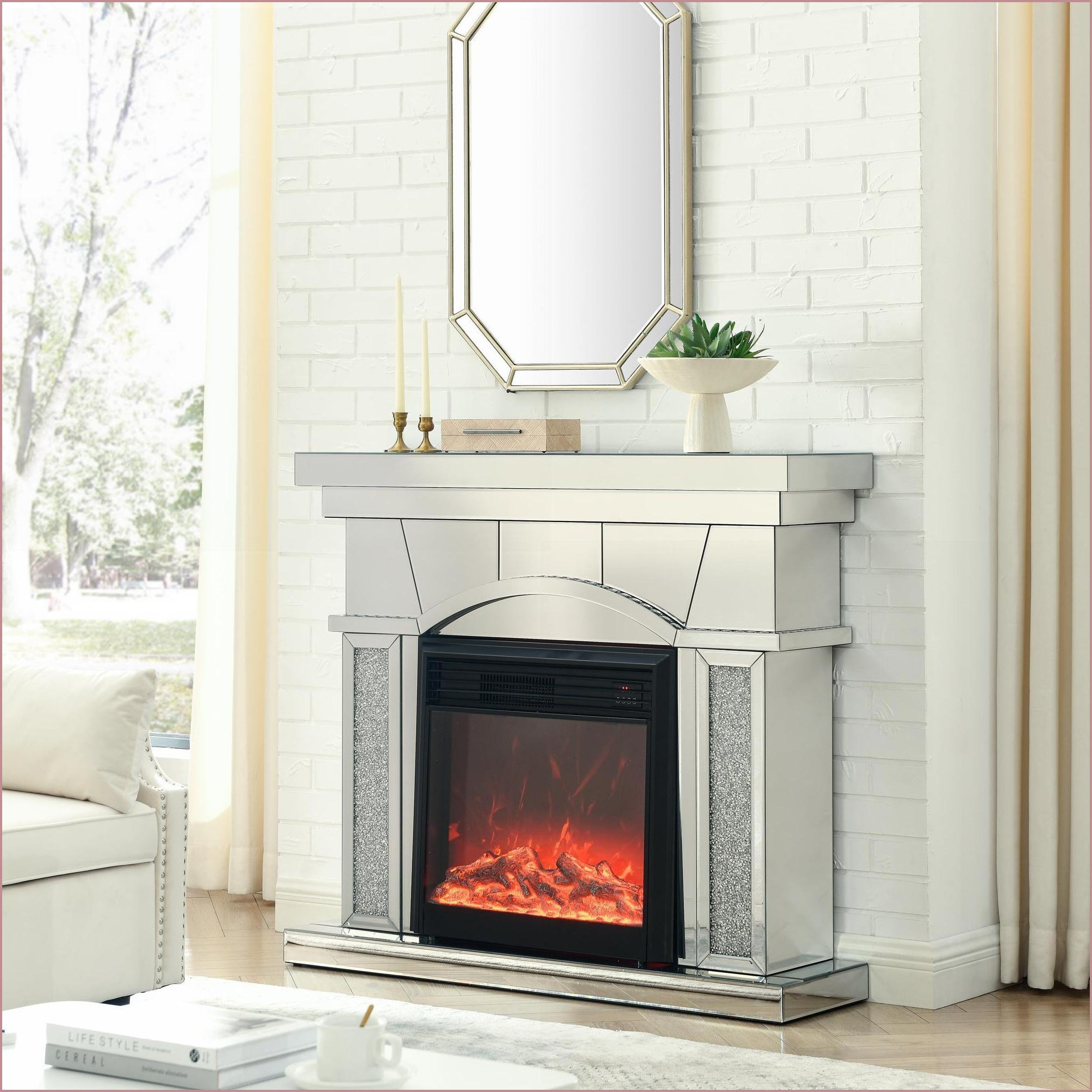 Symple Stuff Armoire de foyer électrique avec finition miroir, flammes ...