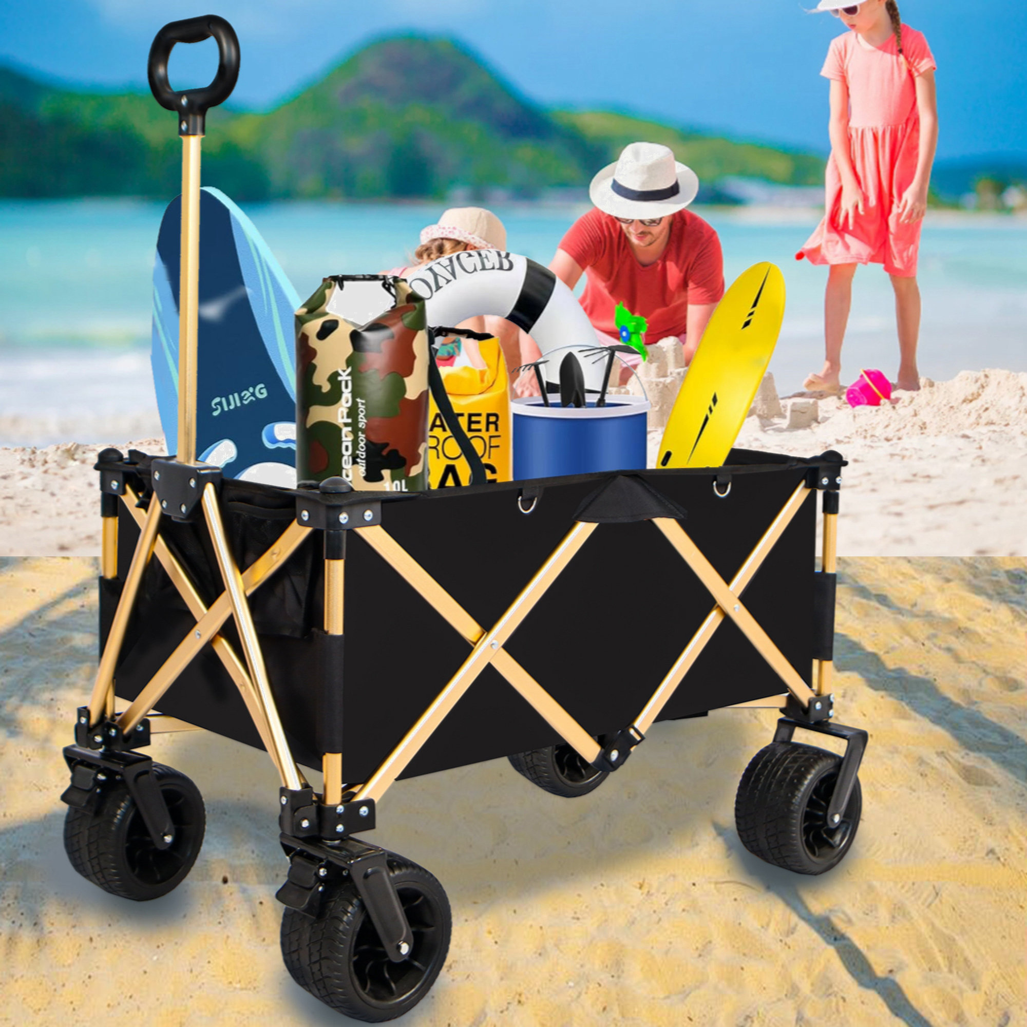 Go Peak Track Chariot pliant en alliage d'aluminium, chariot de plage ...
