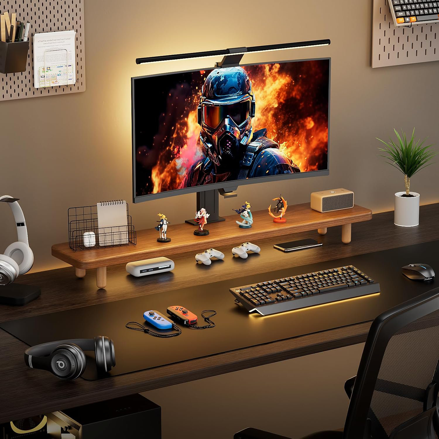 SHANXIQIANNA Dual Monitor Stand - 39Inch Large Wood Monitor Stand Riser ...