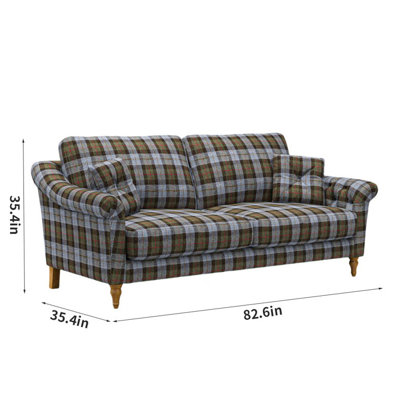 Romero Vintage Plaid Sofa 82.6'' Sofa | Wayfair