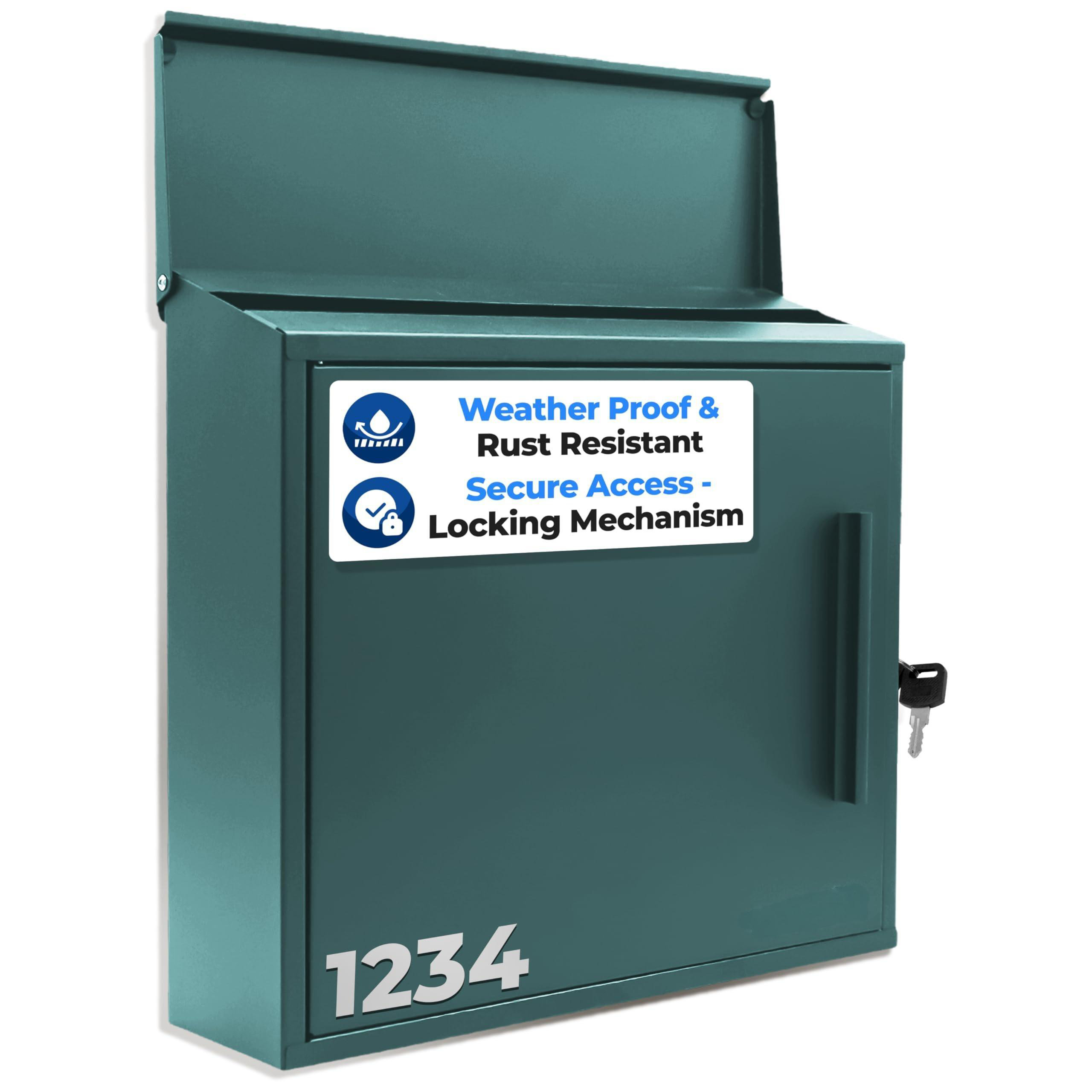 FEIYAN Outdoor Wall Mailbox | 0.46 Cubic FT Locking Mailbox | Easy ...