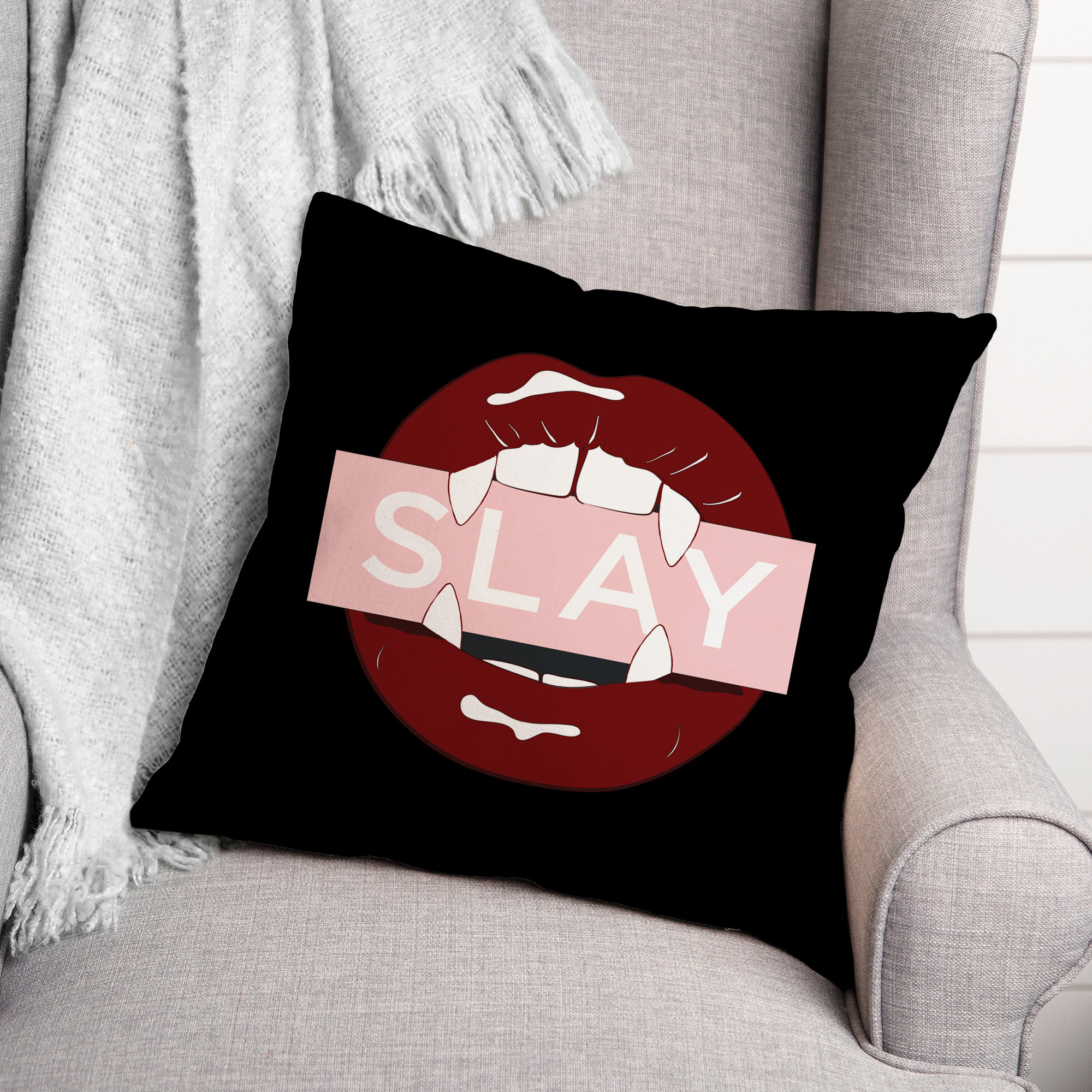 Designs Direct Creative Group Slay Fangs Square Pillow Cover & Insert ...