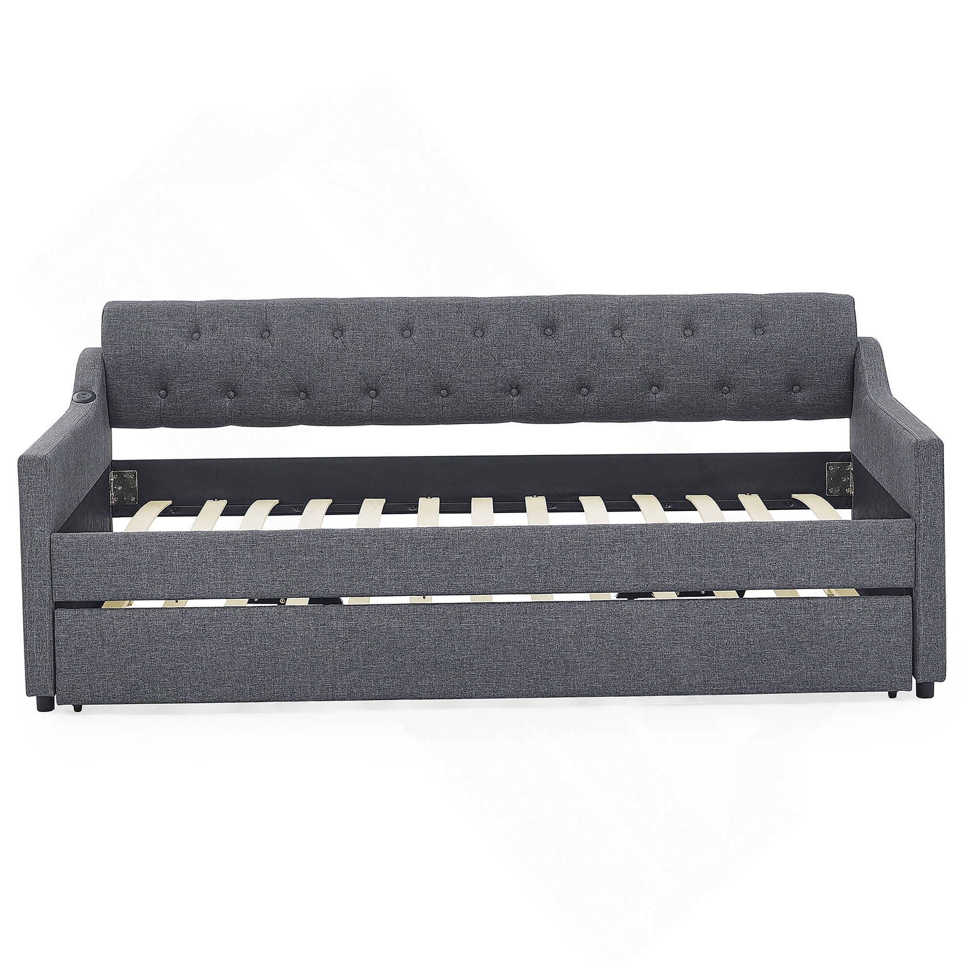 Everly Quinn Twin Size Upholstery DayBed with Twin Size Erectable ...