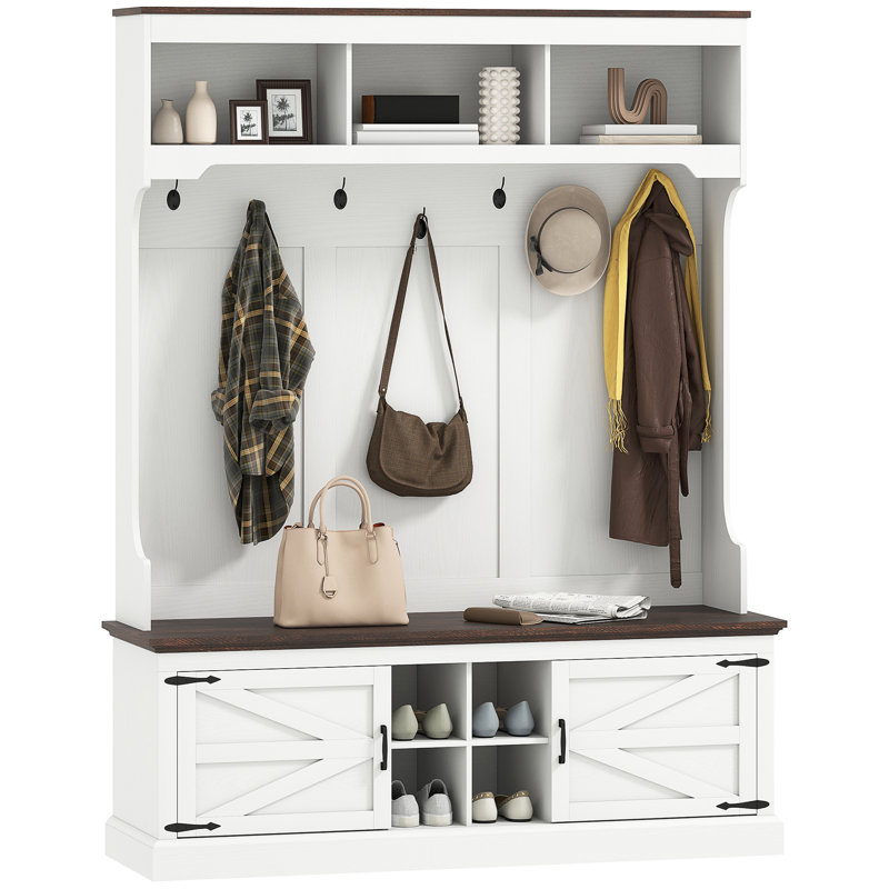 Ophelia & Co. 3-in-1 Hall Tree with Shoe Storage, Standing Coat Rack ...