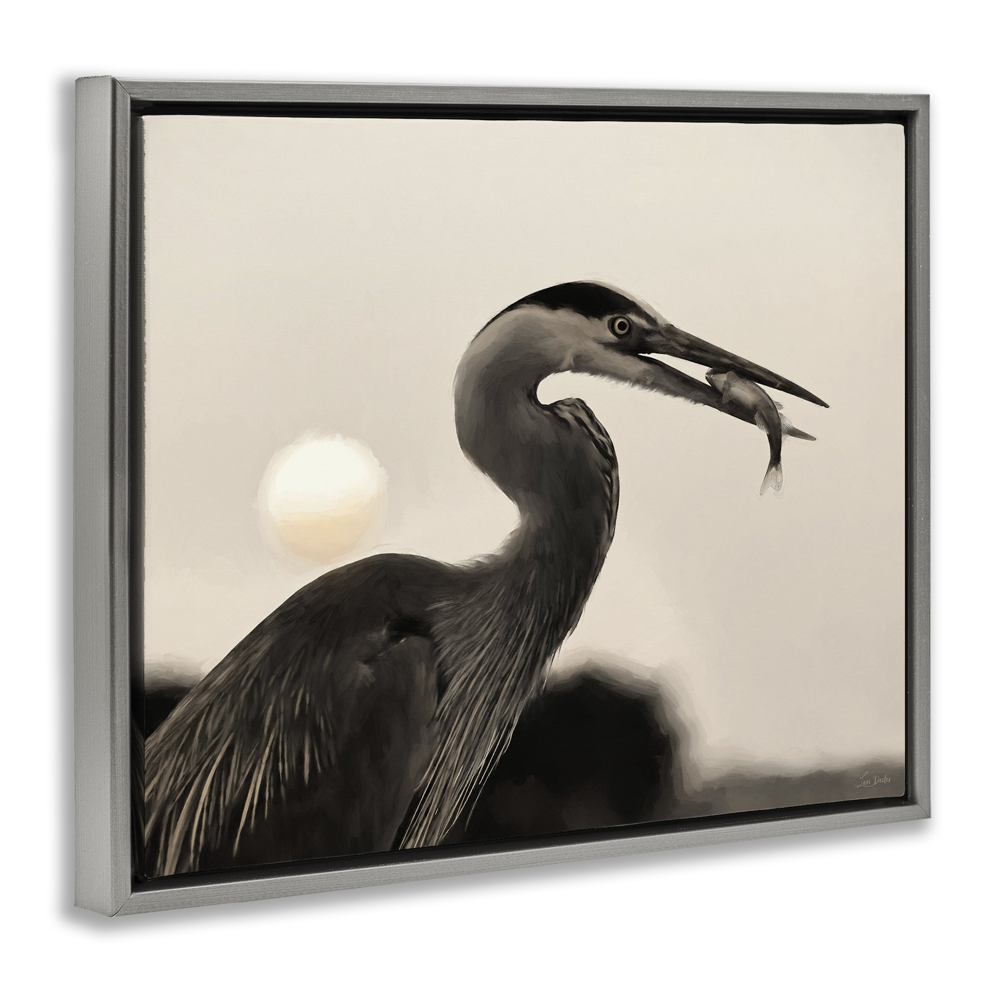 Latitude Run® Heron Feeding on Fish Floating Frame, design by Lori ...