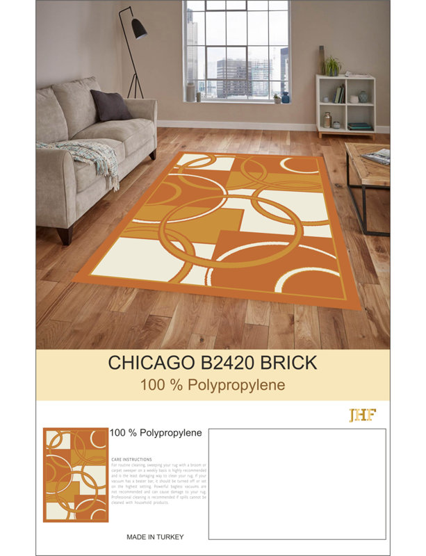 JENIN HOME FURNISHING CHICAGO RUG 2'X3' 0B2420 BRICK | Wayfair