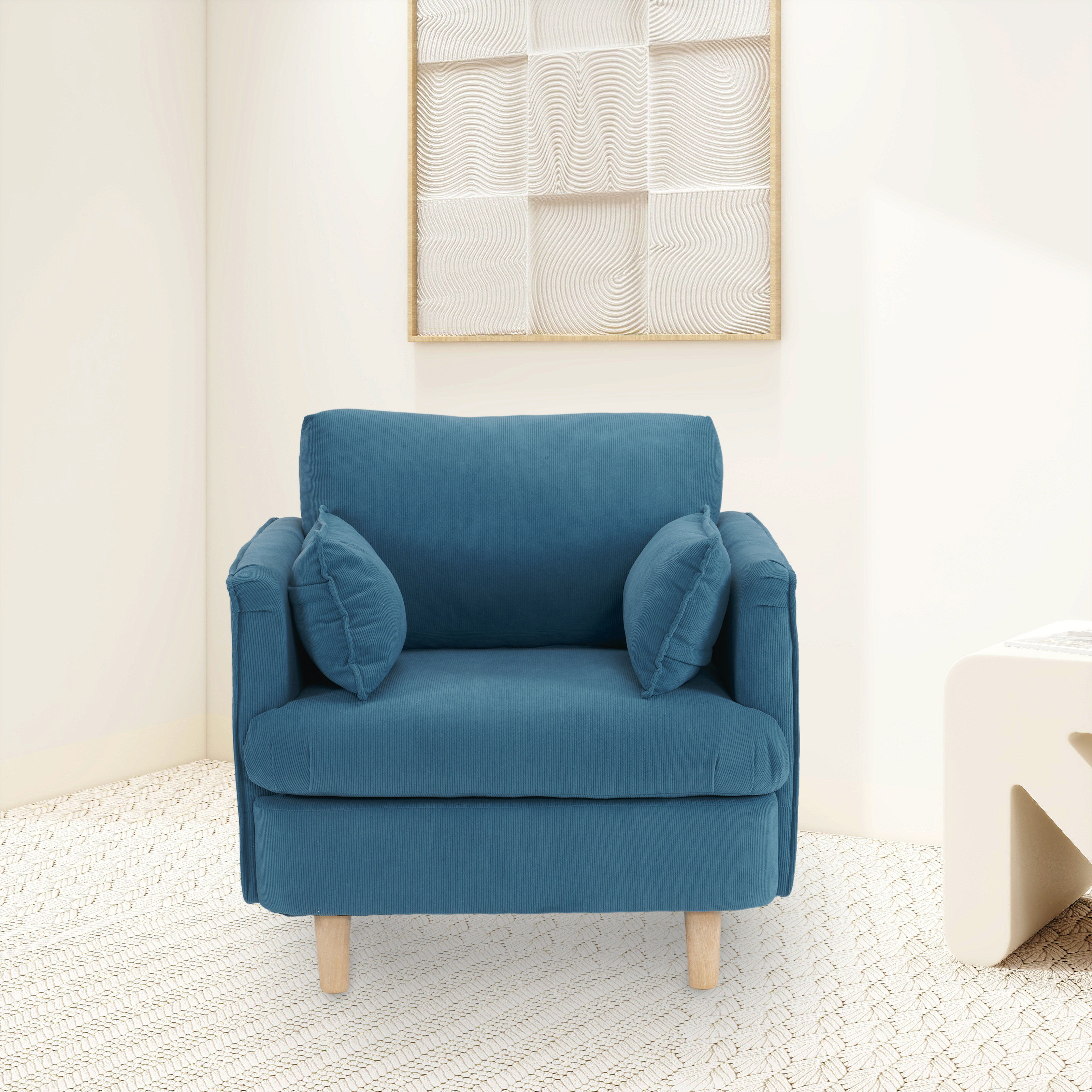 Mercer41 28.35" W Recessed Arm Pillow Back Uphostered Accent Chair ...