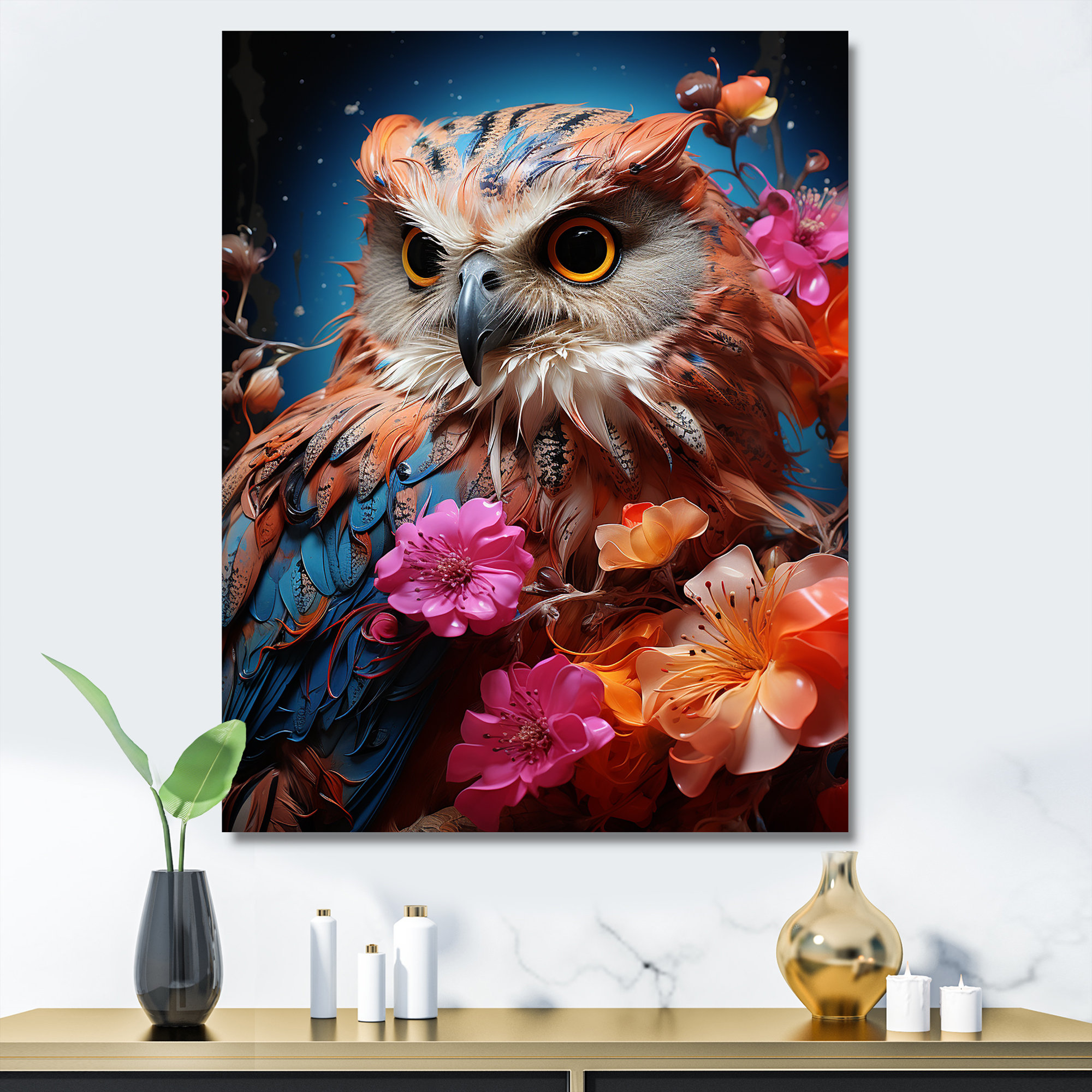 Design Art Pop Art Owl Wisdom Twilight I - Owl Animal Wall Art Prints ...