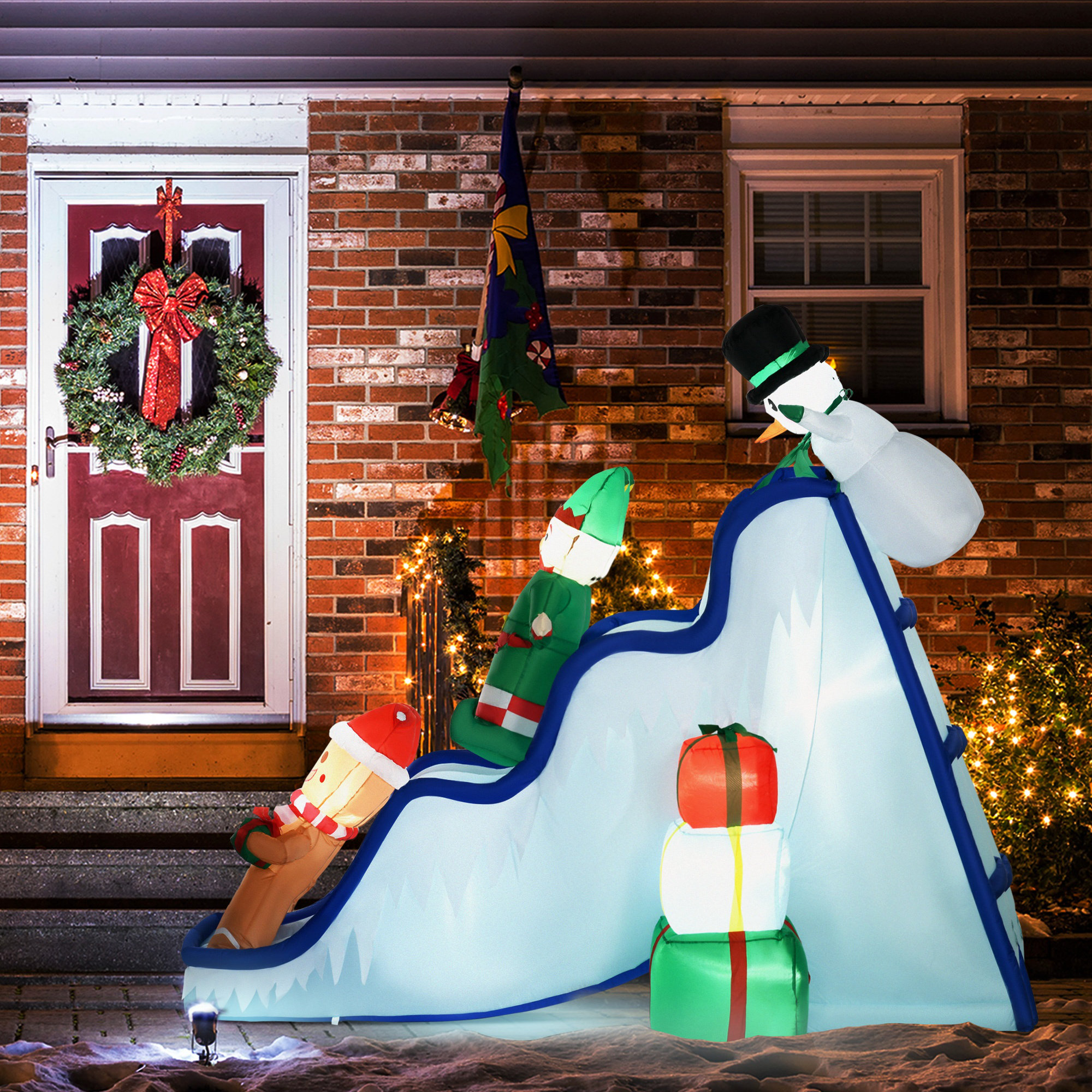 One Allium Way® 8.5FT Long Christmas Inflatable Snowman Elf And ...