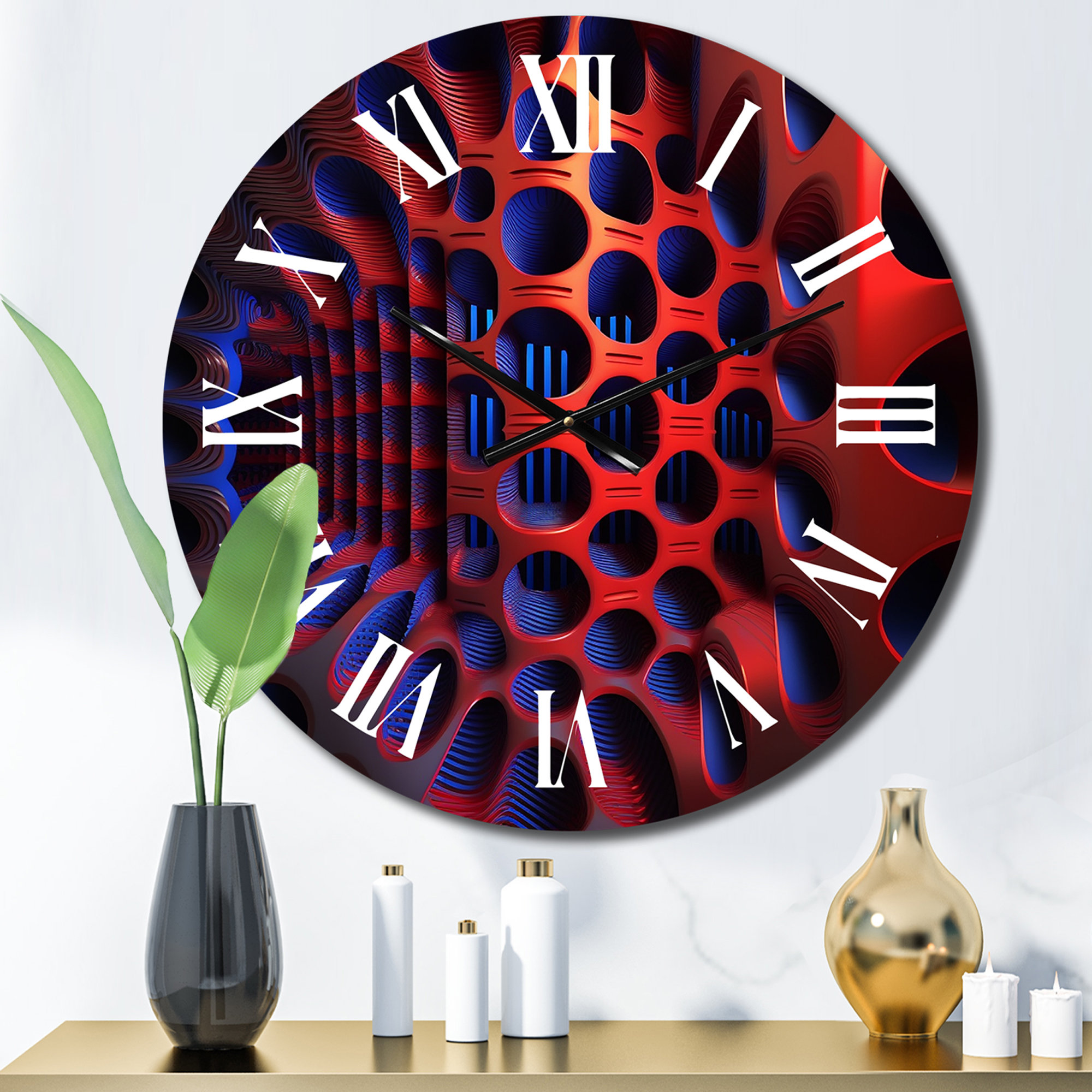Design Art Portals Moire Futuristic Matrix Metal Wall Clock | Wayfair