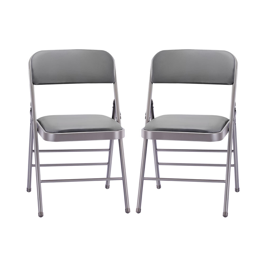 Inbox Zero Khael Vinyl Padded Stackable Folding Chair Set of 2 | Wayfair