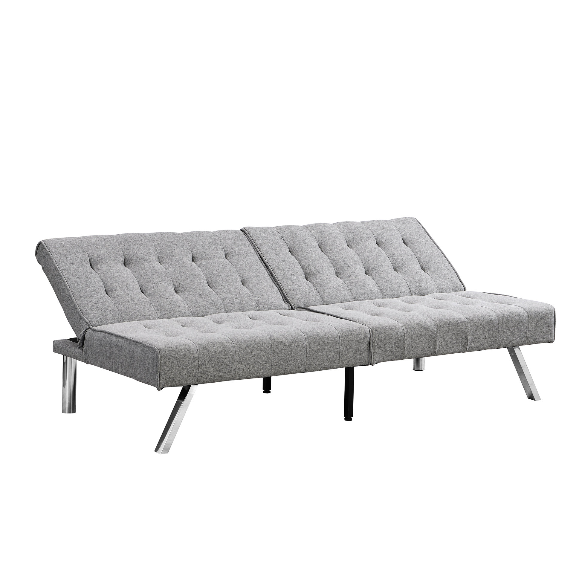 Latitude Run® Grey Wood Frame Futon, Stainless Leg, Versatile Bed For ...