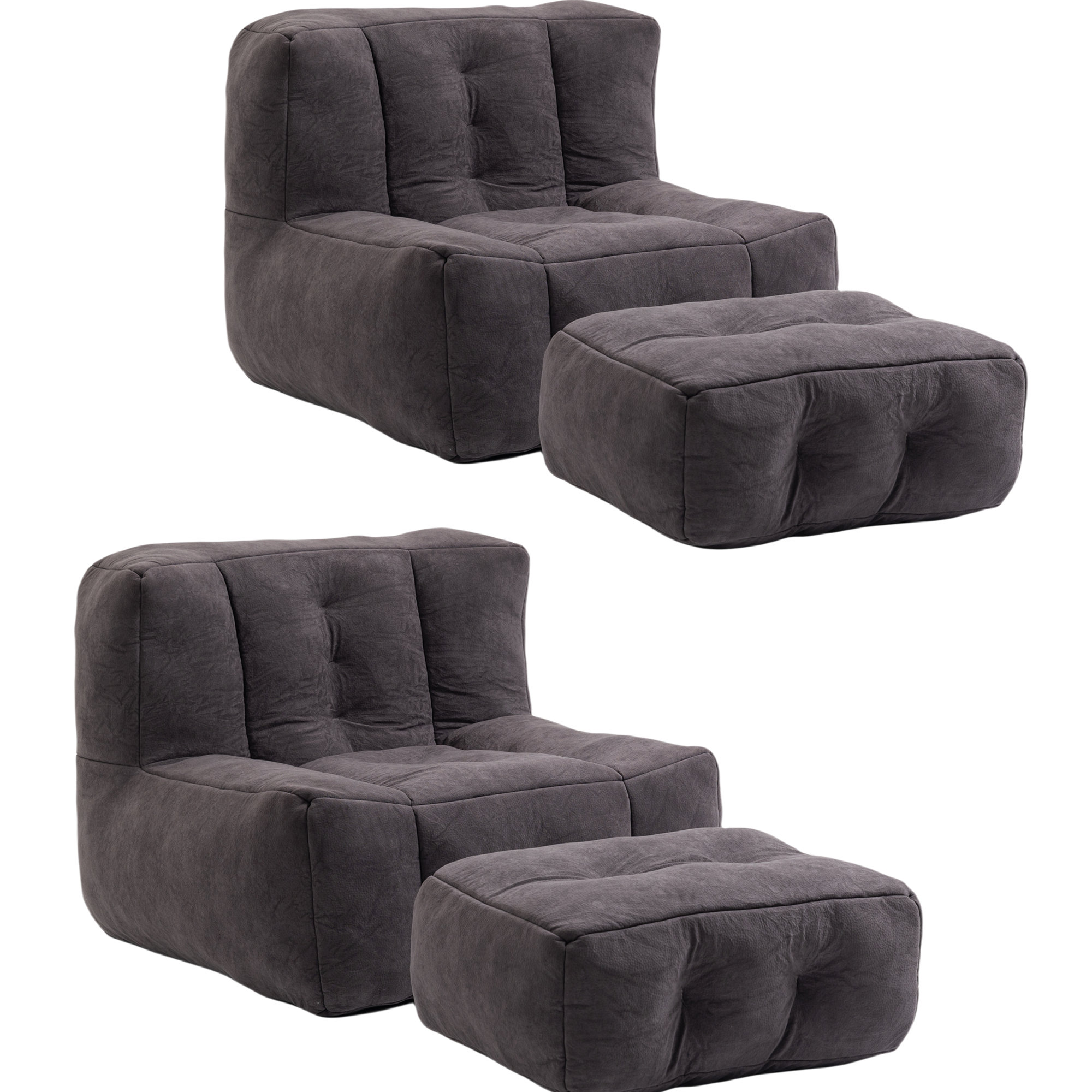 HForesty Upholstered Fabric Bean Bag Set Compressed Bean Bag with ...